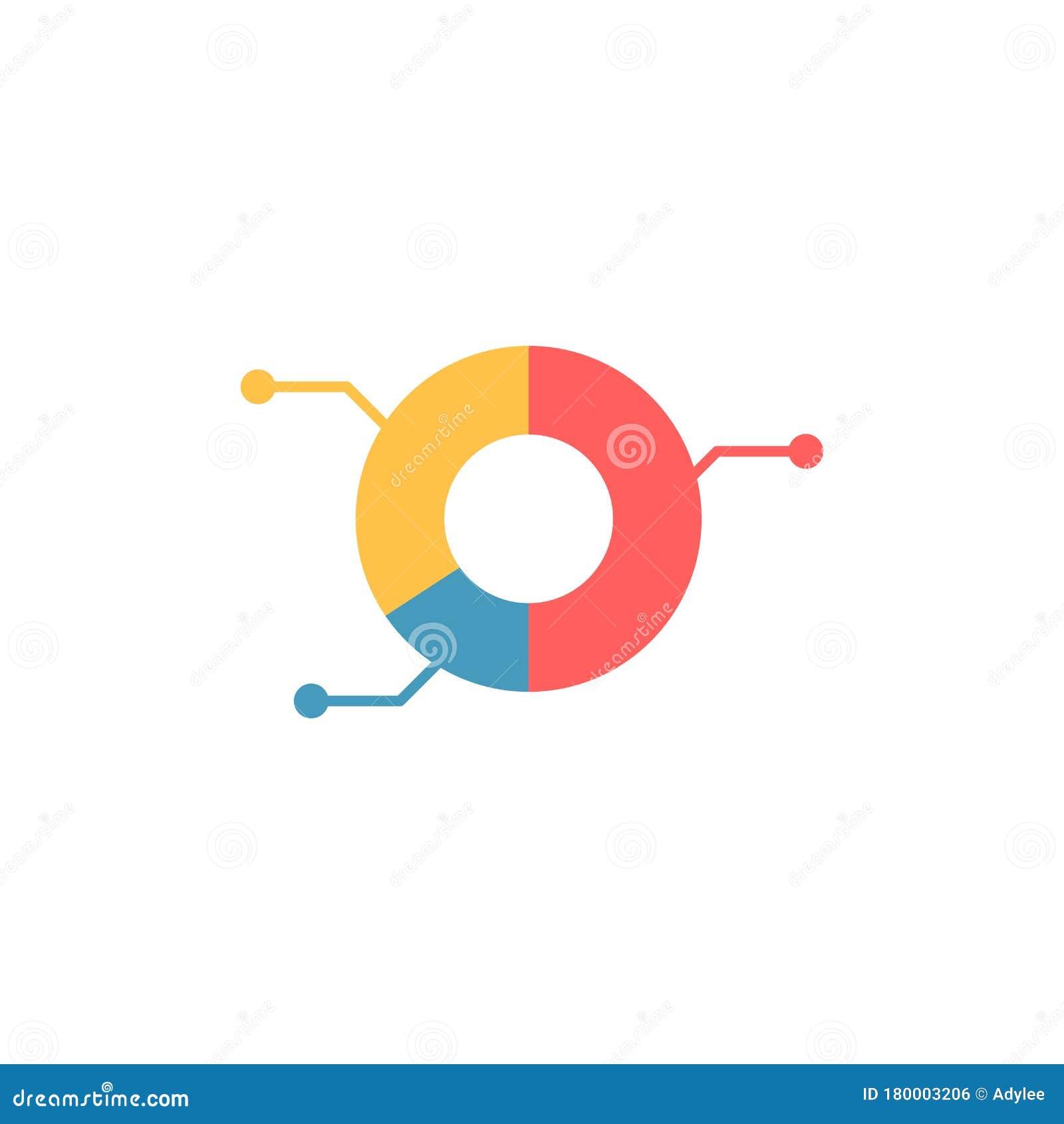 Pie Chart with Arrows Vector Icon Symbol Isolated on White Background ...