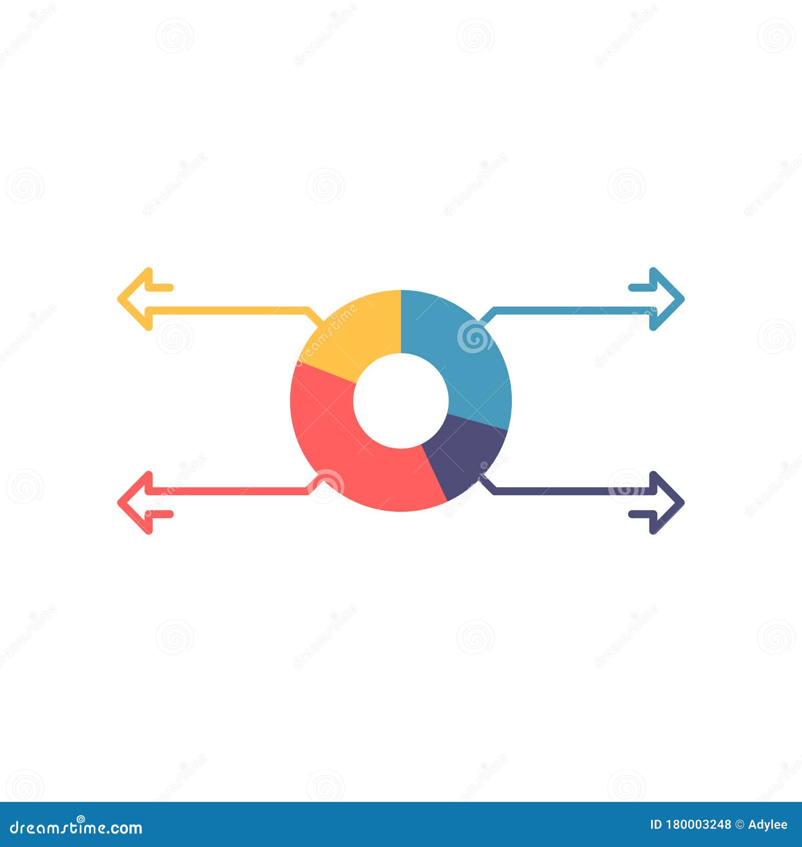 Pie Chart with Arrows Vector Icon Symbol Isolated on White Background ...