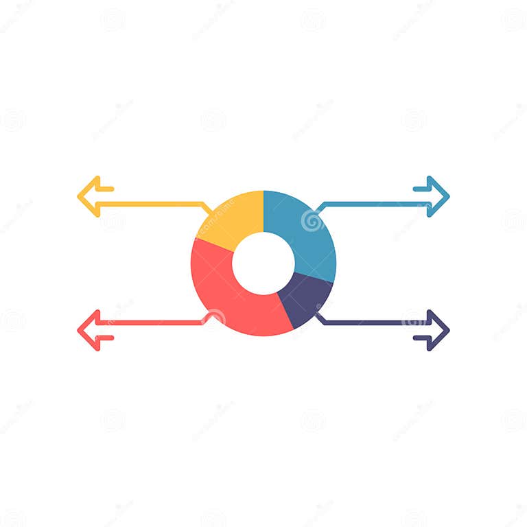 Pie Chart with Arrows Vector Icon Symbol Isolated on White Background ...