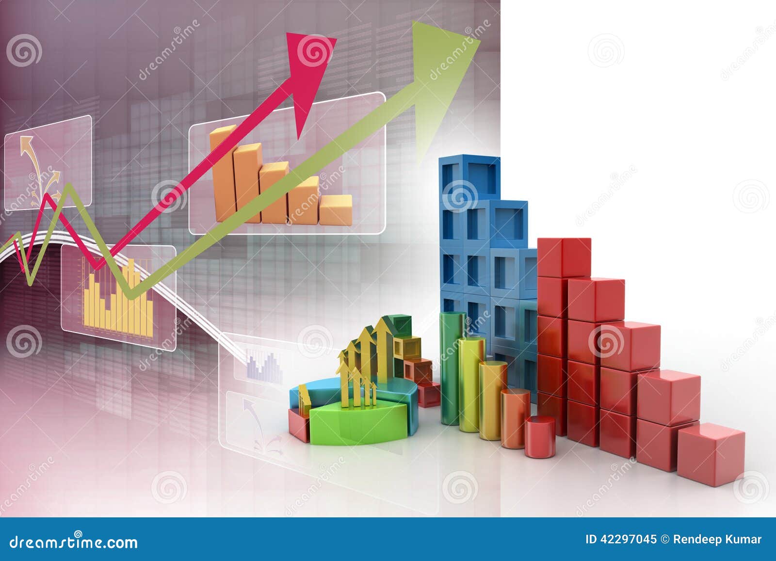 Pie chart and bar graph stock illustration. Illustration of chart ...