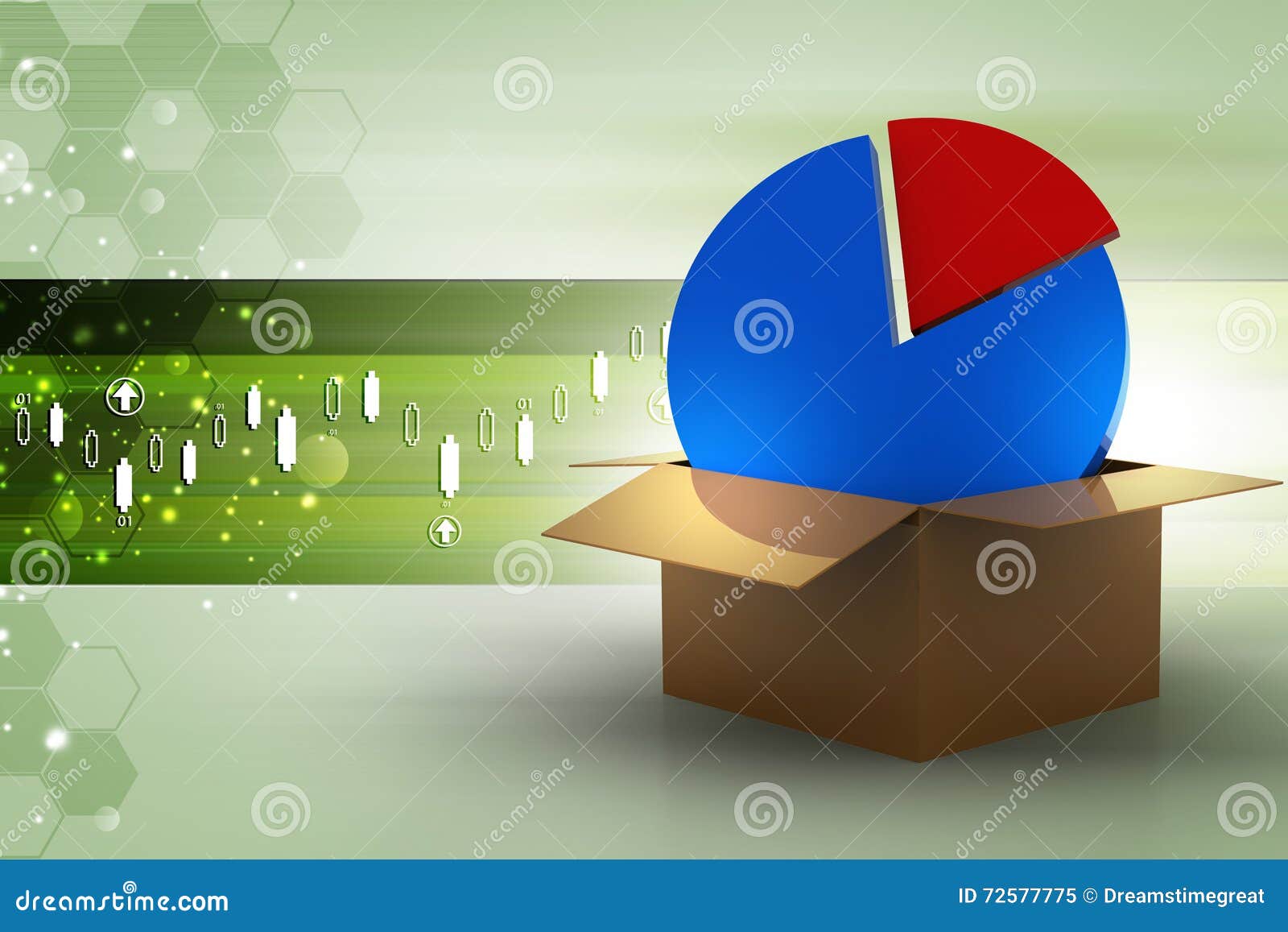 Pie chart in the box stock illustration. Illustration of growth - 72577775