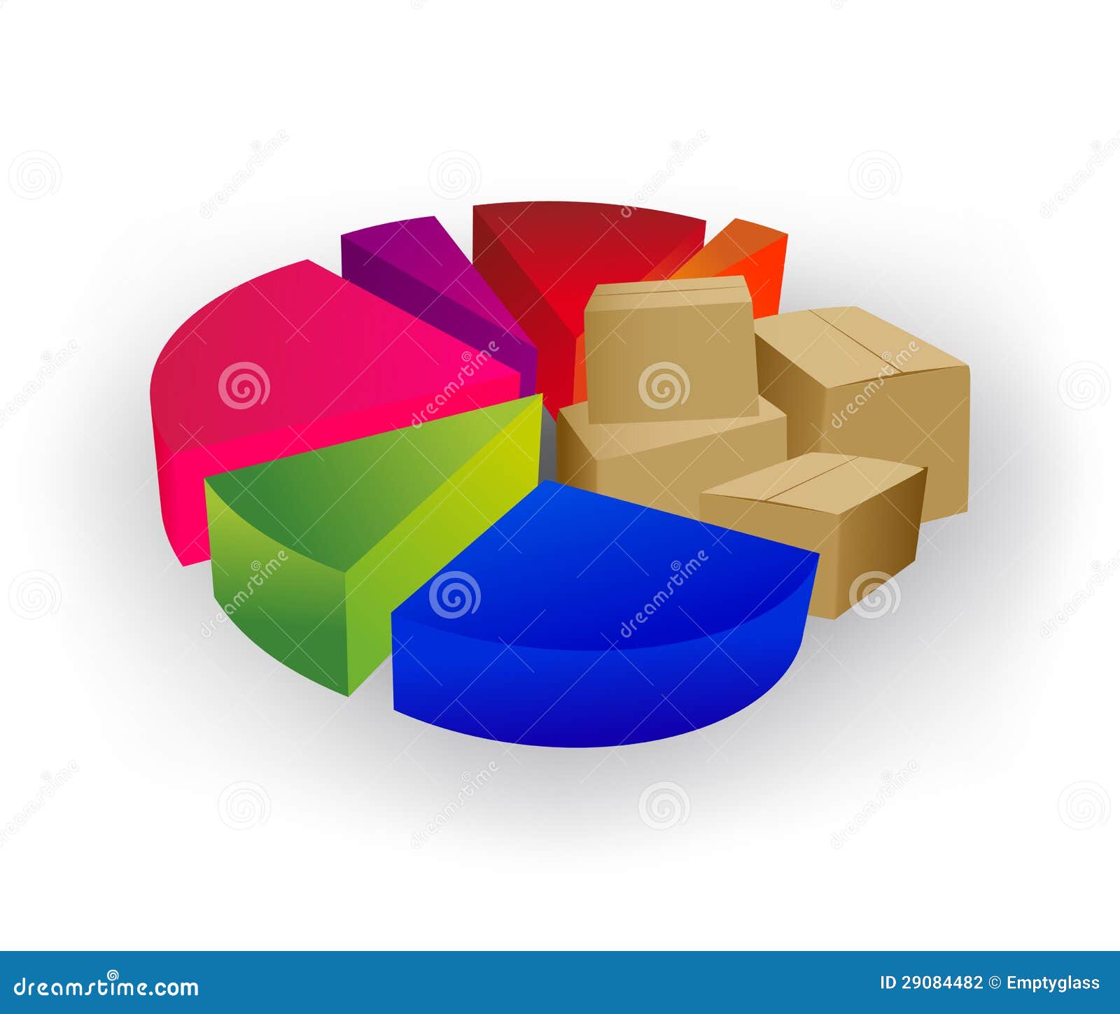 Pie chart with boxes stock vector. Illustration of company - 29084482