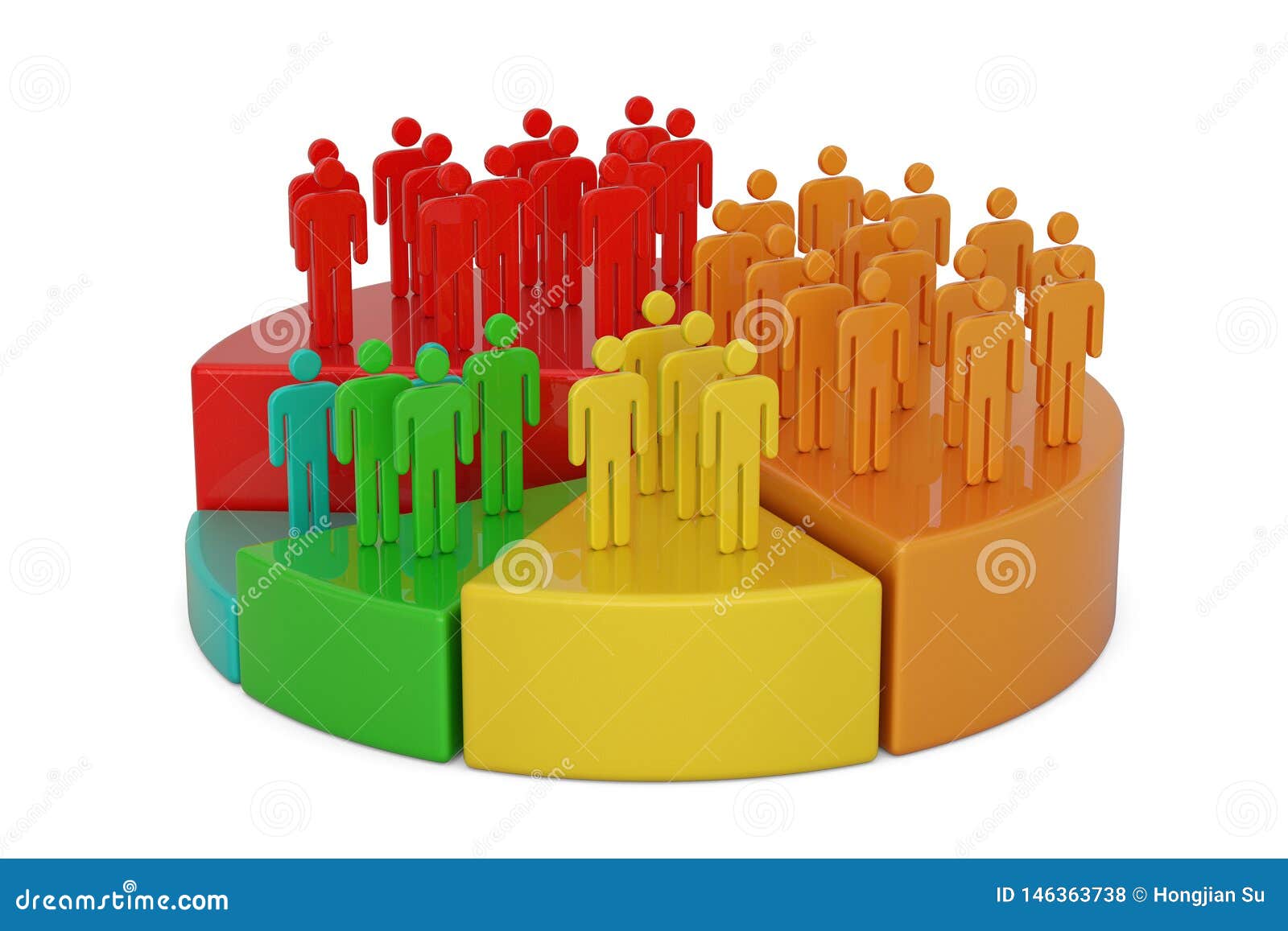 Pie Chart with Business People Isolated on White Background. 3D ...