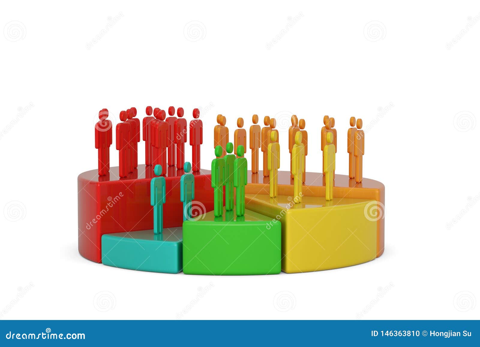 Pie Chart with Business People Isolated on White Background. 3D ...