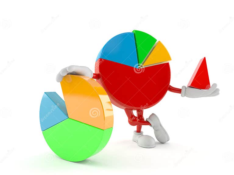 Pie Chart Character with Pie Chart Stock Illustration - Illustration of ...