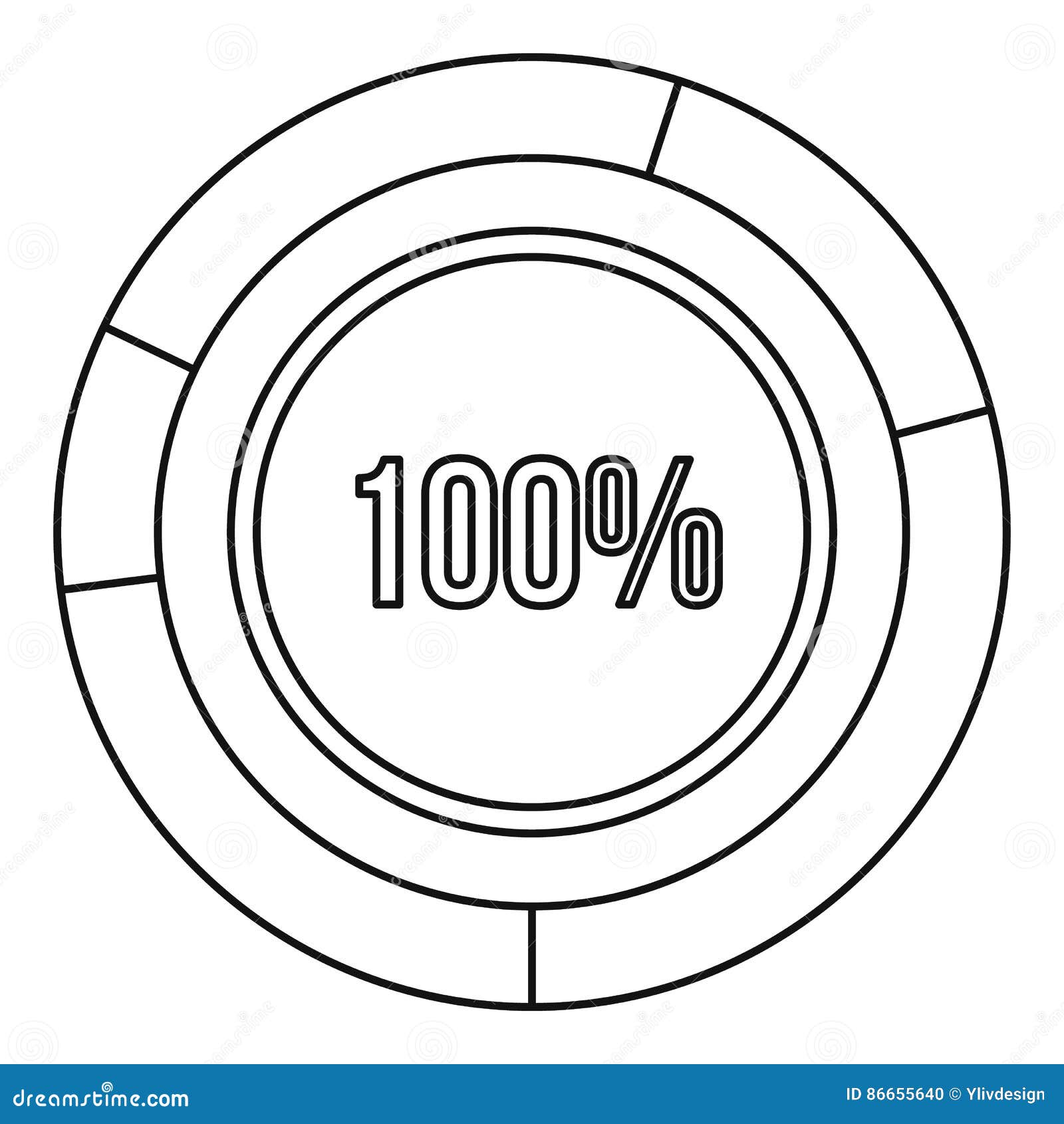 Pie Chart Circle Graph 100 Percent Icon Stock Vector - Illustration of ...