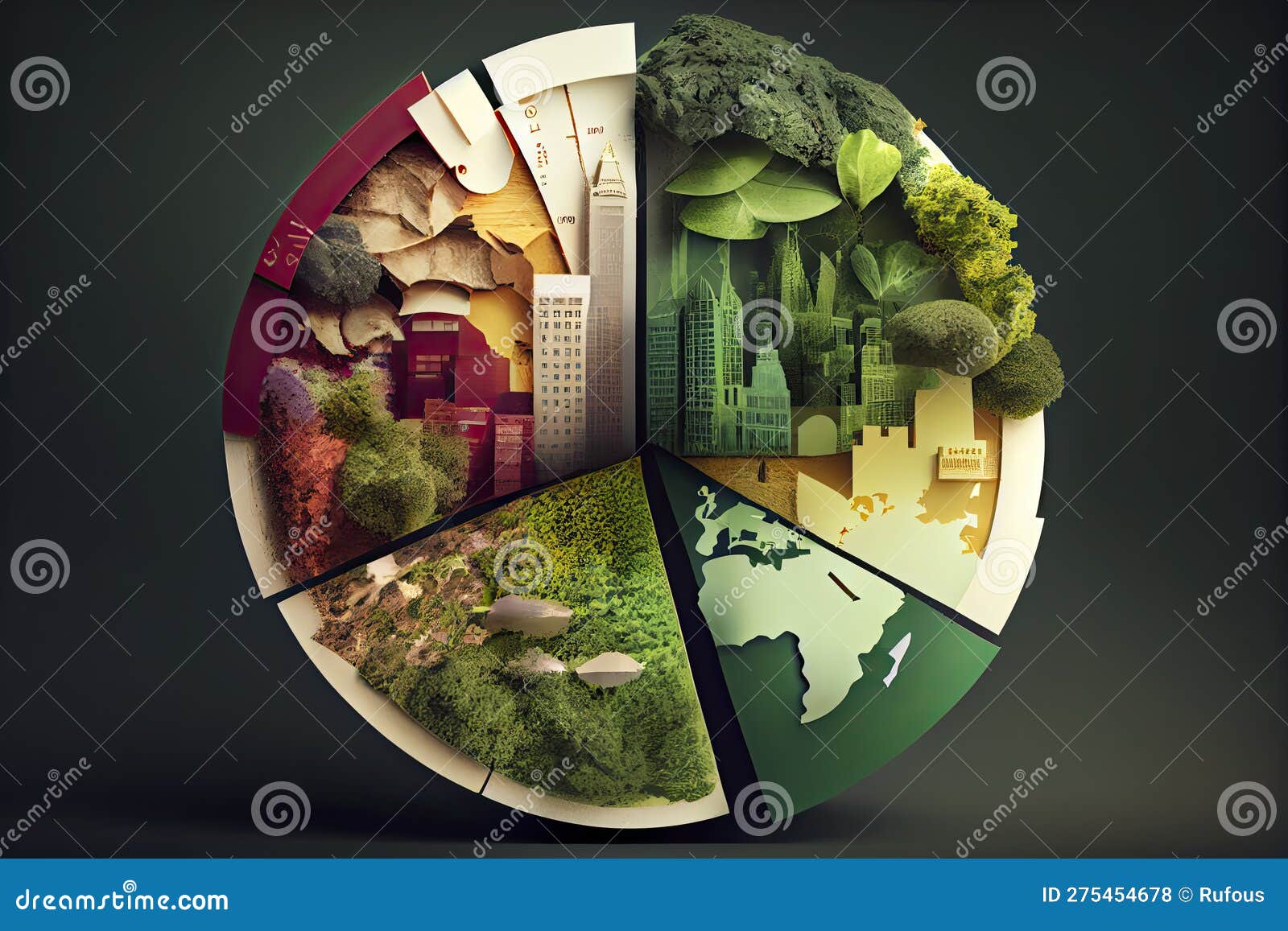 Pie Chart with City and Lush Greenery Environmental Sustainability ... Pie Chart with City and Lush Greenery Environmental Sustainability ...
