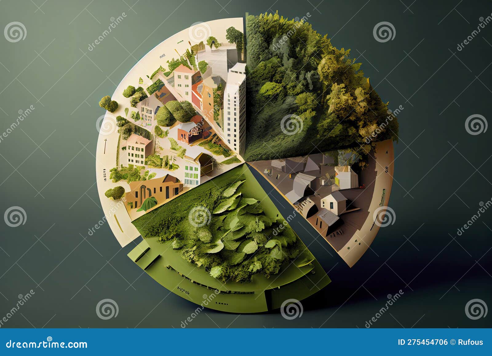 Pie Chart with City and Lush Greenery Environmental Sustainability ... Pie Chart with City and Lush Greenery Environmental Sustainability ...