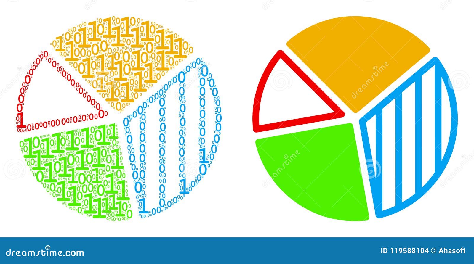 Pie Chart Collage of Binary Digits Stock Vector - Illustration of ...