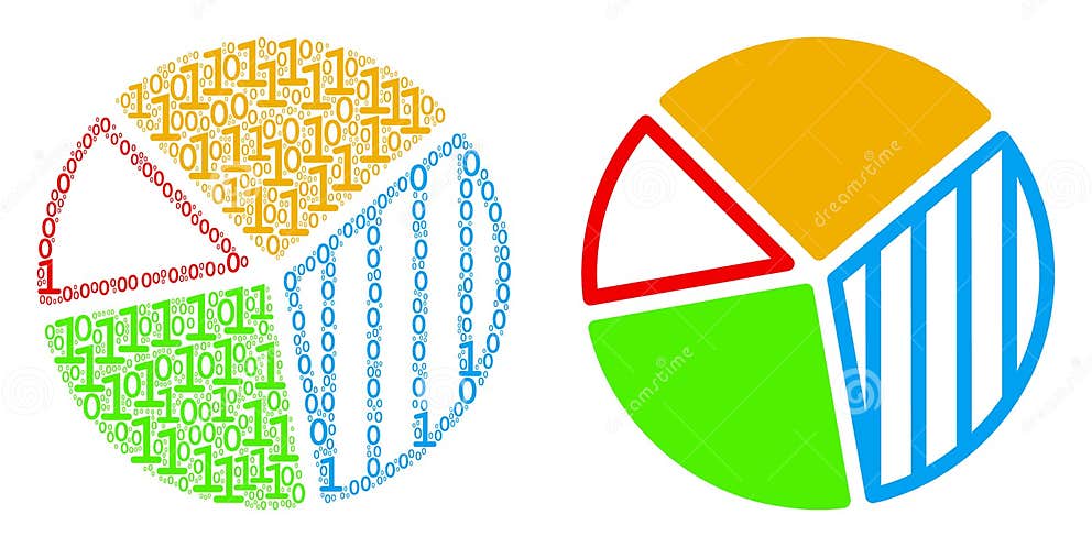 Pie Chart Collage of Binary Digits Stock Vector - Illustration of ...