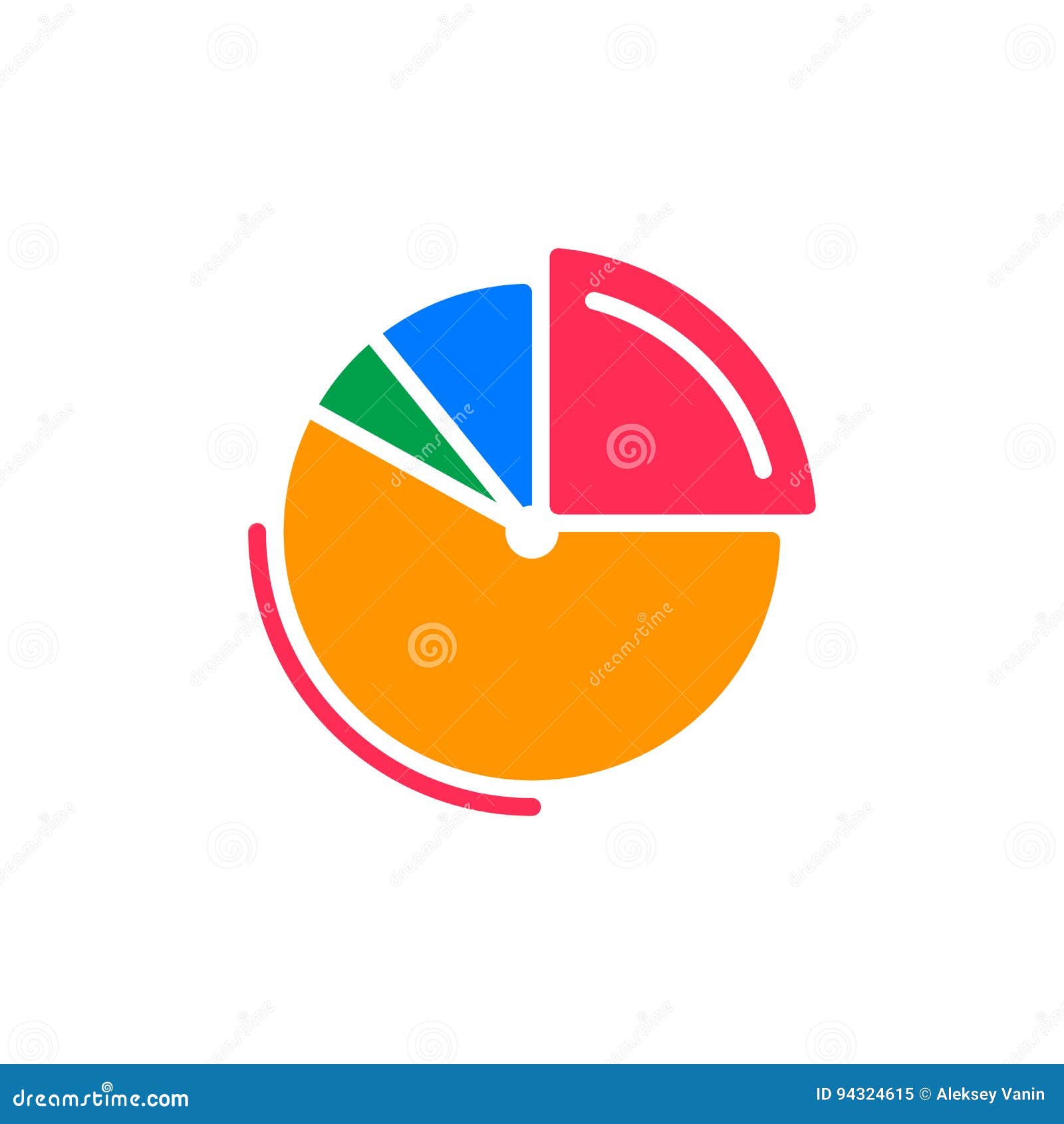 Pie Chart Colorful Icon, Vector Flat Sign. Stock Vector - Illustration ...