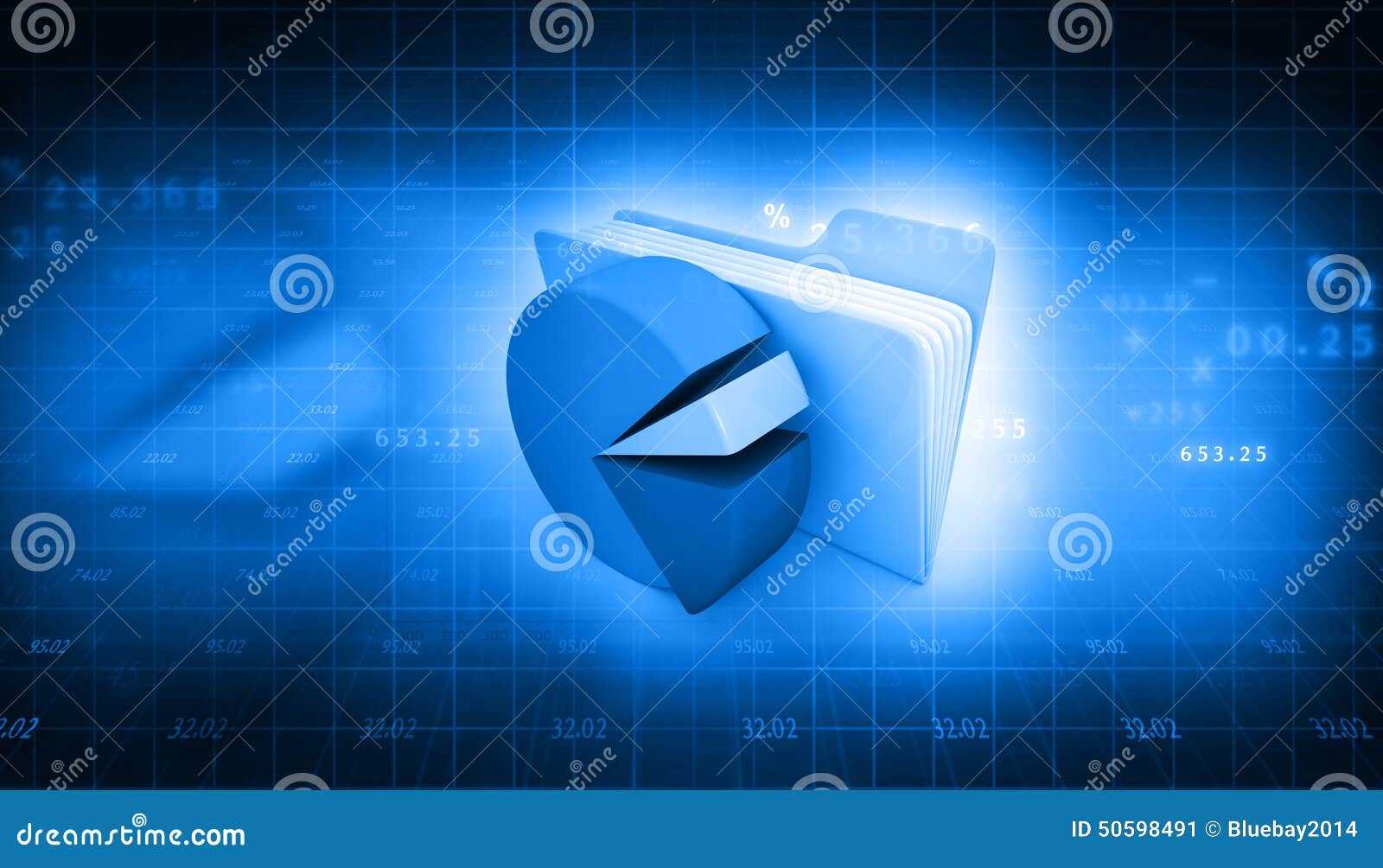 Pie Chart with Computer Folder Stock Illustration - Illustration of ...