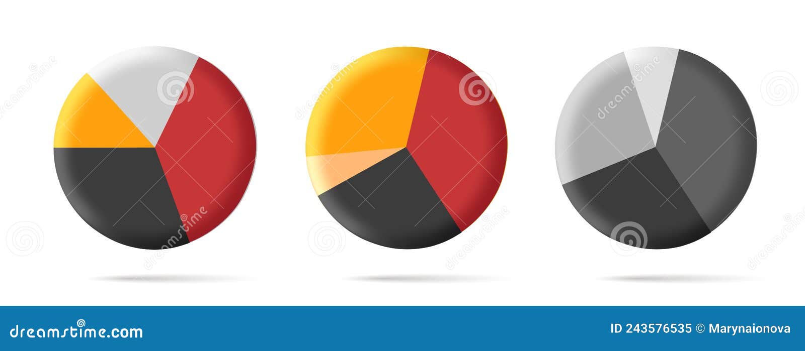 Pie Chart 3d Icon Set, Isolated Vector Stock Vector - Illustration of ...