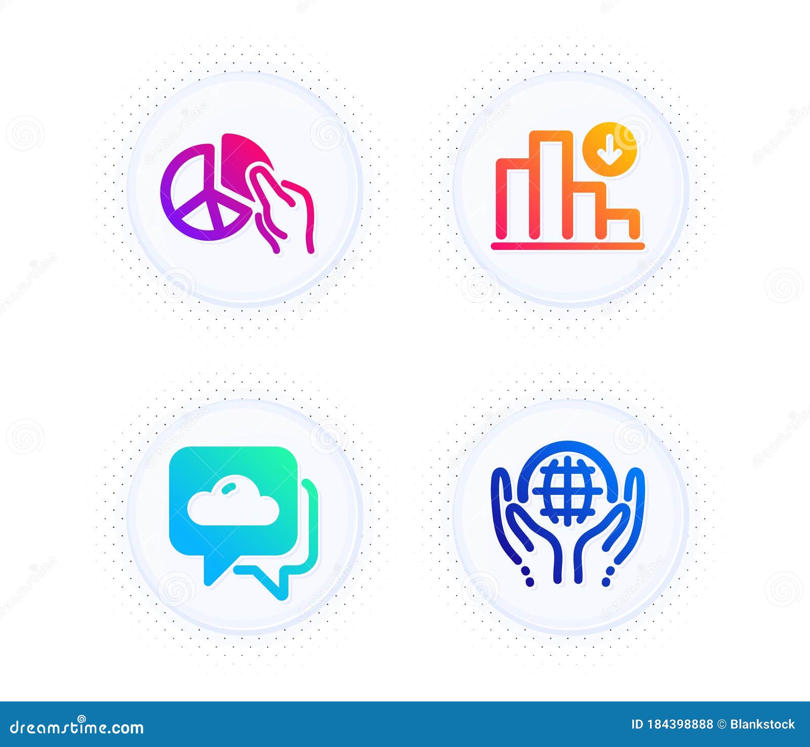 Pie Chart, Decreasing Graph and Weather Forecast Icons Set. Organic ...