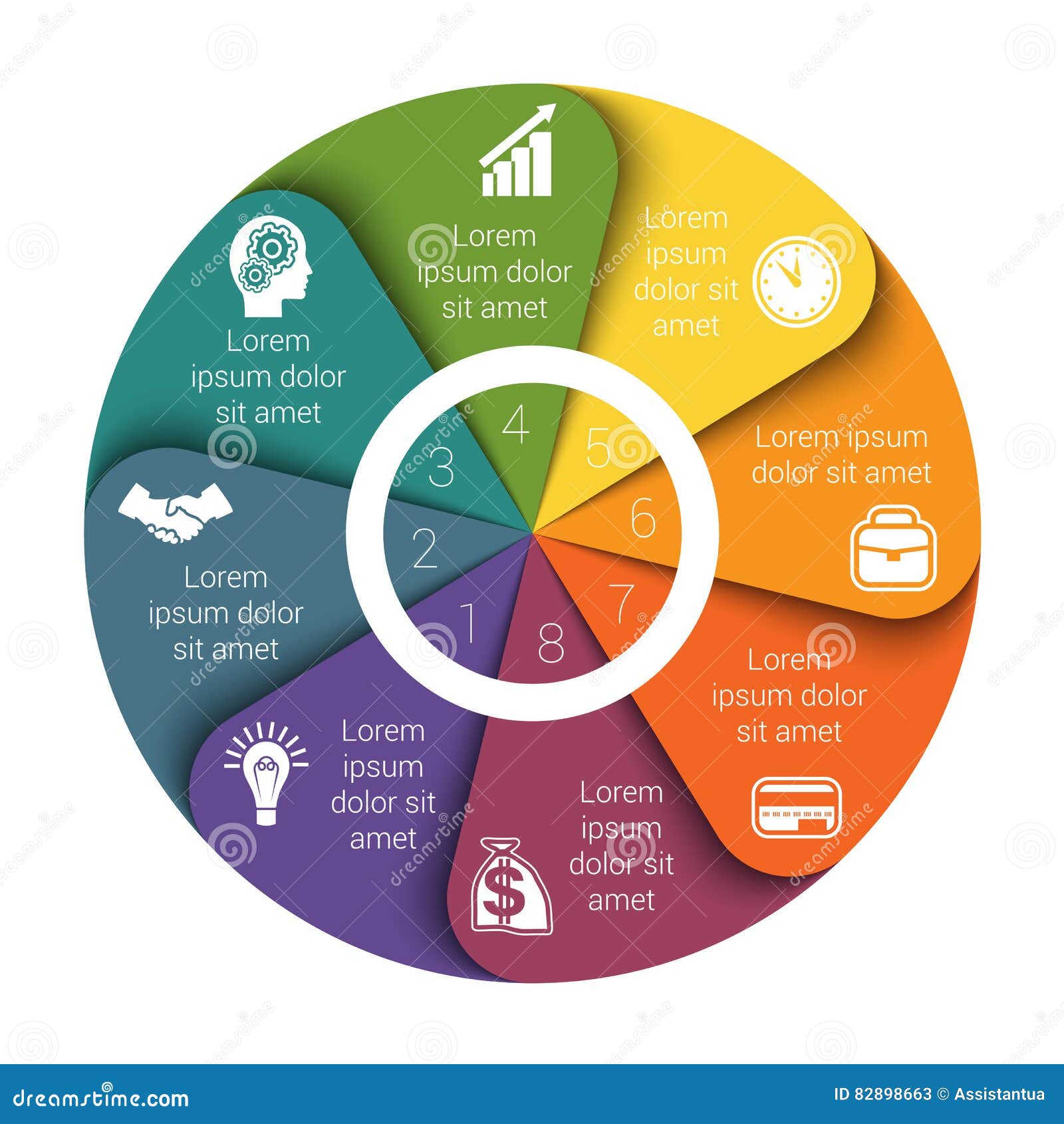 Pie Chart Diagram Eight Positions Cartoon Vector | CartoonDealer.com ...