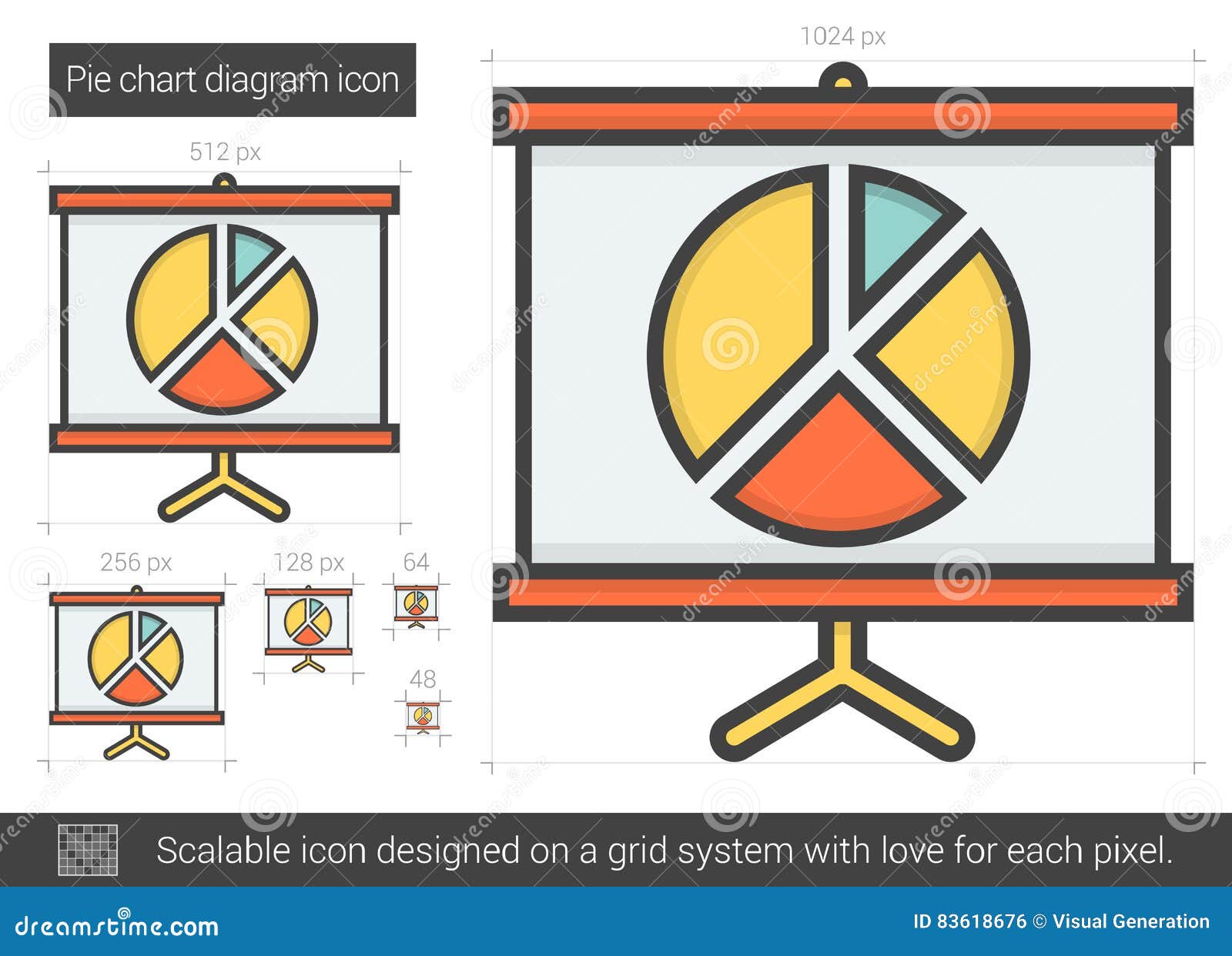 Pie Chart Diagram Line Icon. Stock Vector - Illustration of graphic ...