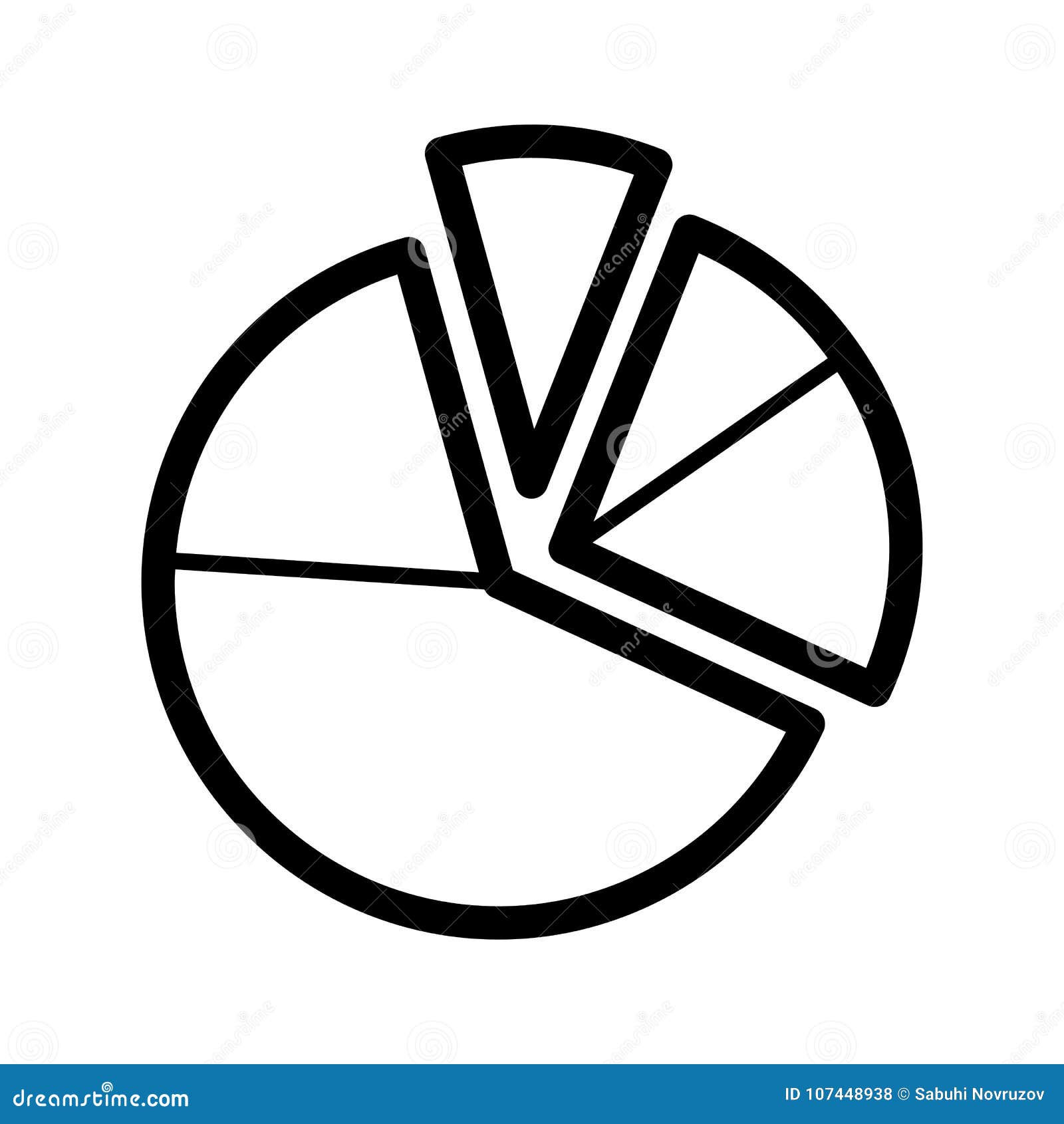 Pie Chart Diagram Vector Icon. Black and White Graphic Illustration ... Pie Chart Diagram Vector Icon. Black and White Graphic Illustration ...