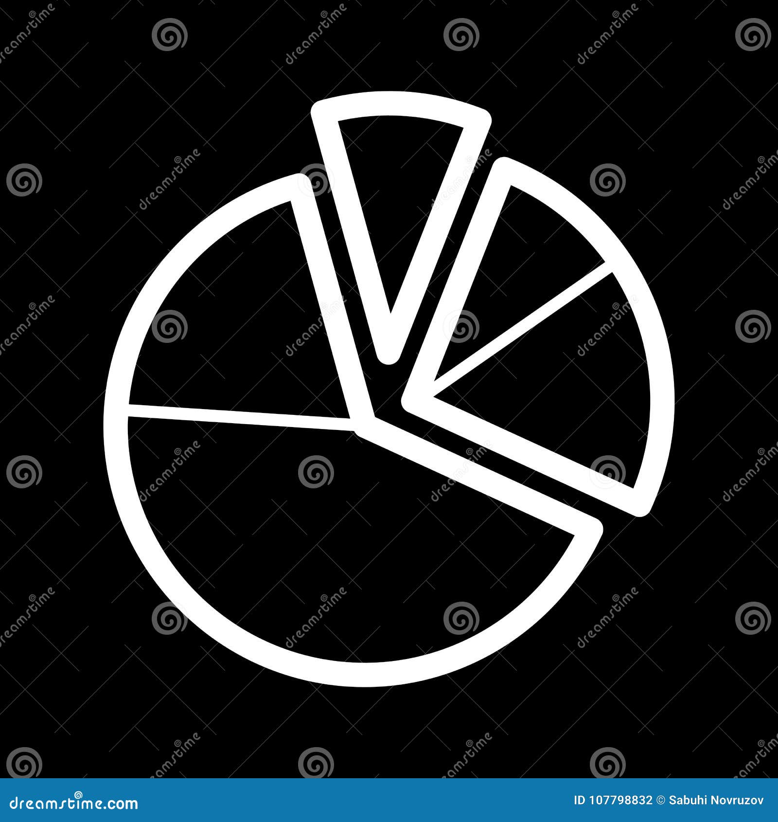 Pie Chart Diagram Vector Icon. Black and White Graphic Illustration ...