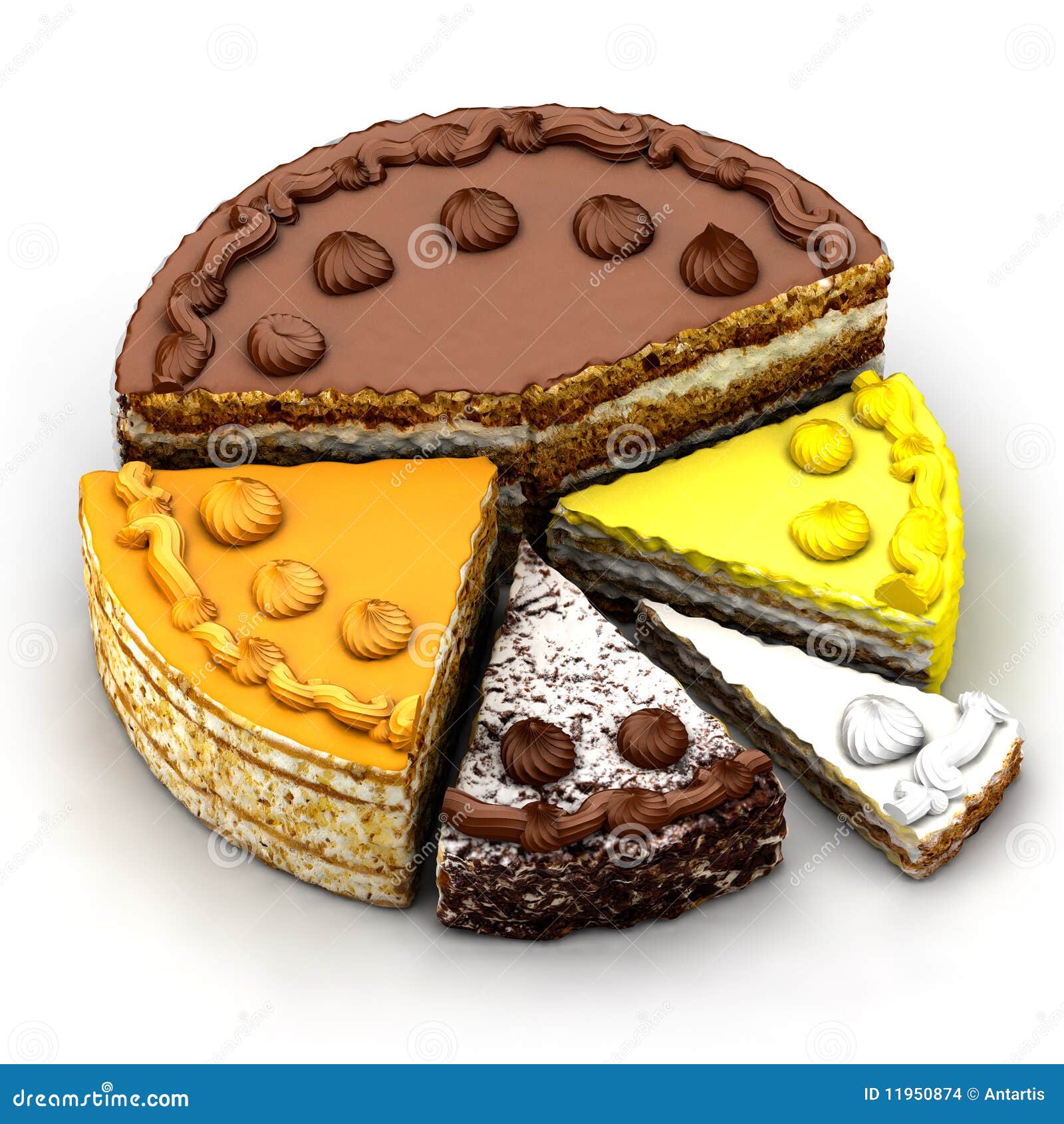 Pie Chart of the Different Piece of Pie Stock Illustration ...