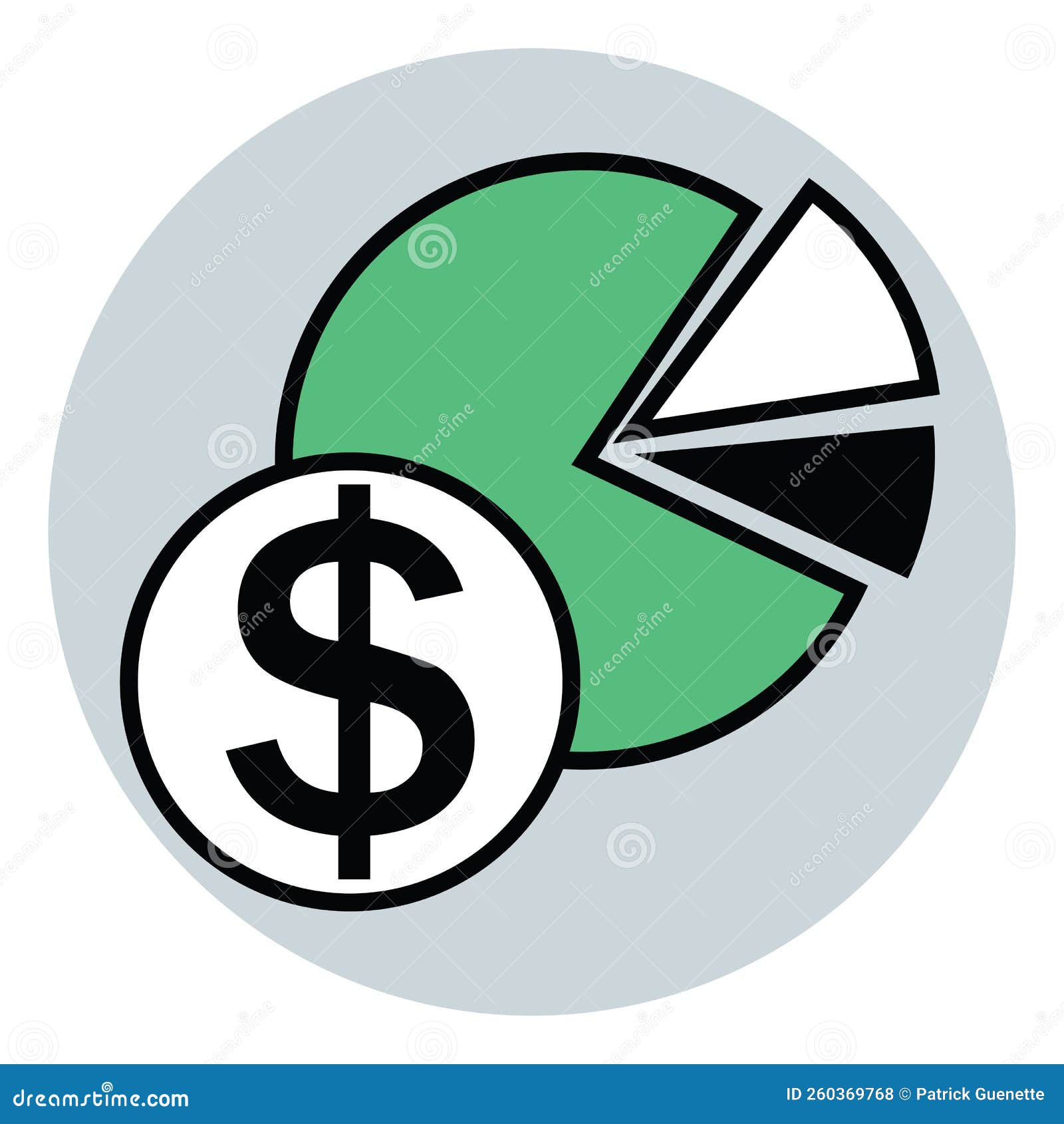 Pie Chart with Dollar Sign, Icon Stock Vector - Illustration of chart ...