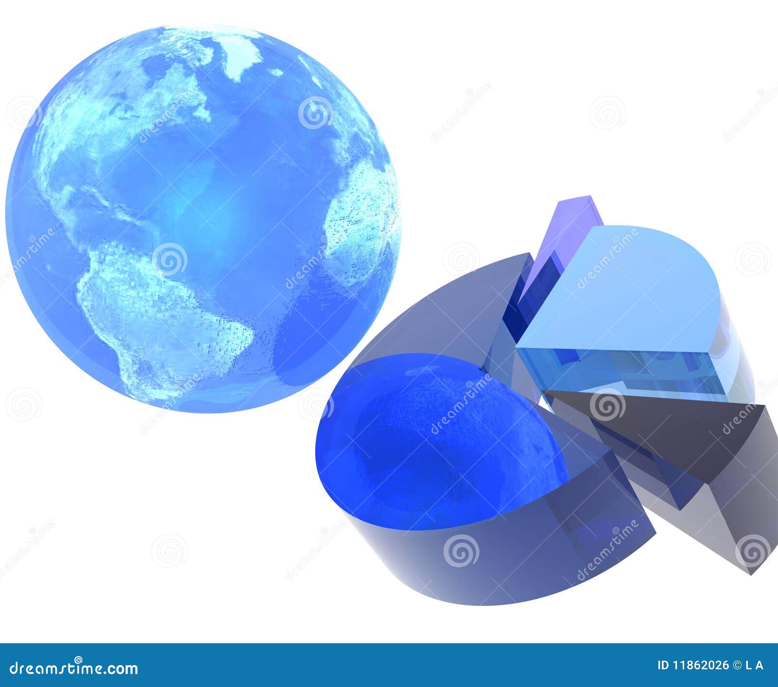 Pie Chart with Earth stock illustration. Illustration of statistics ...