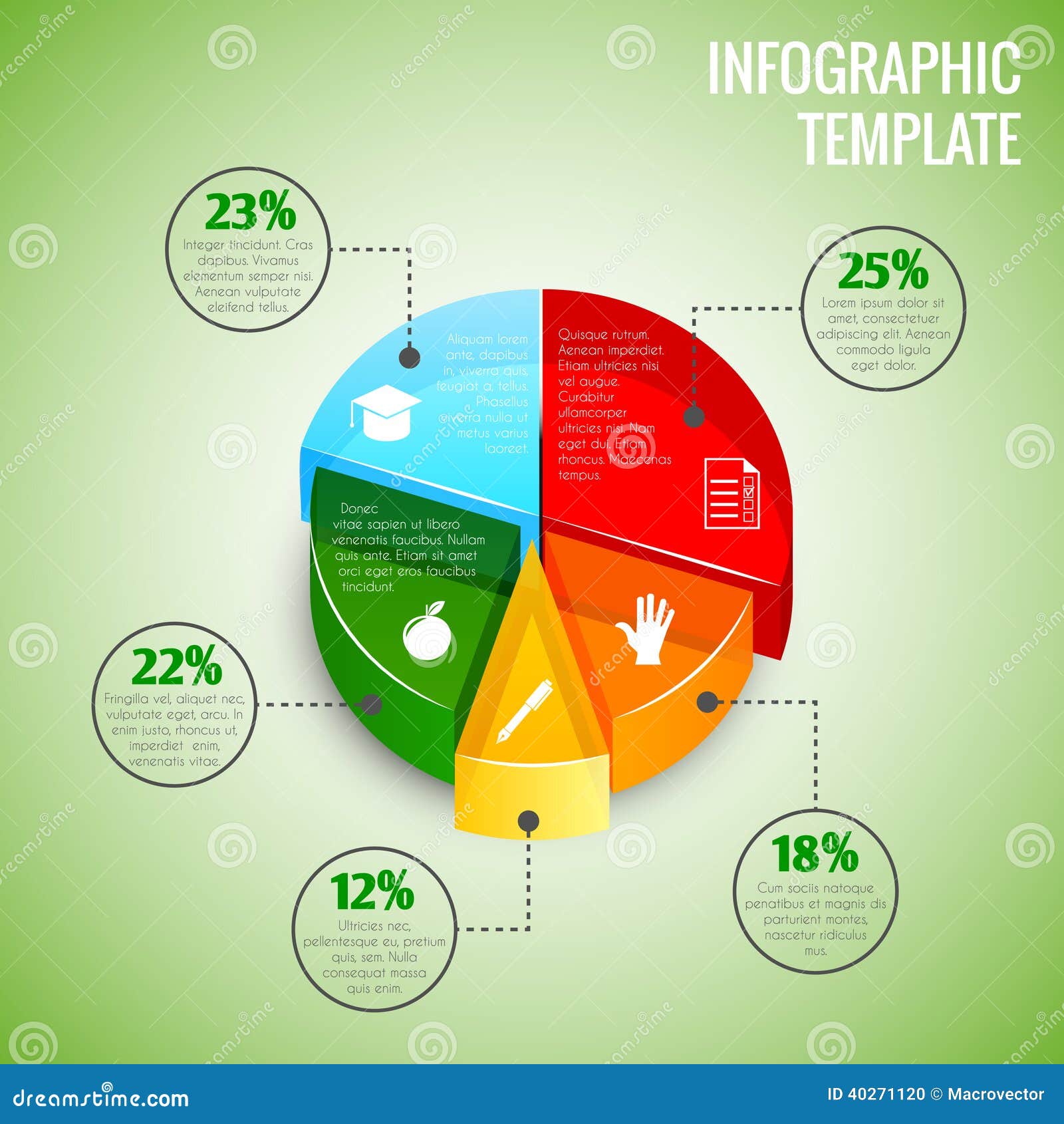 Pie Chart Education Infographic Stock Vector - Illustration of banner ...