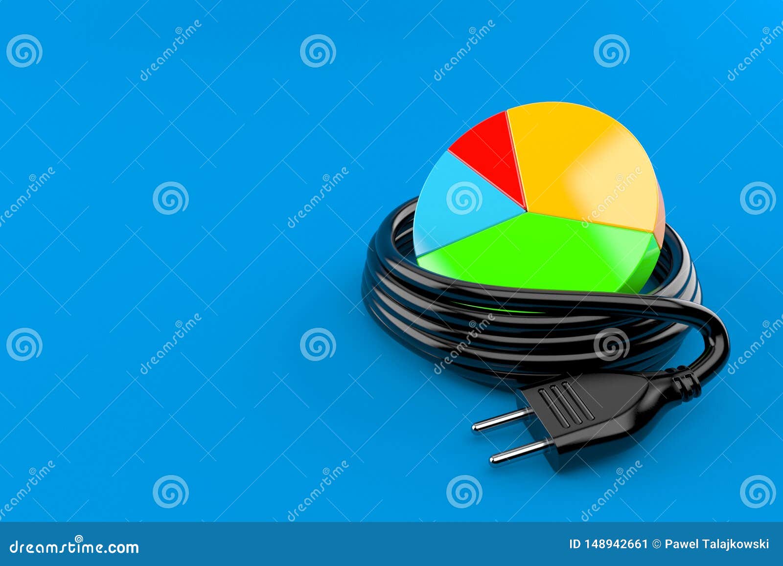 Pie Chart with Electric Plug Stock Illustration - Illustration of ...