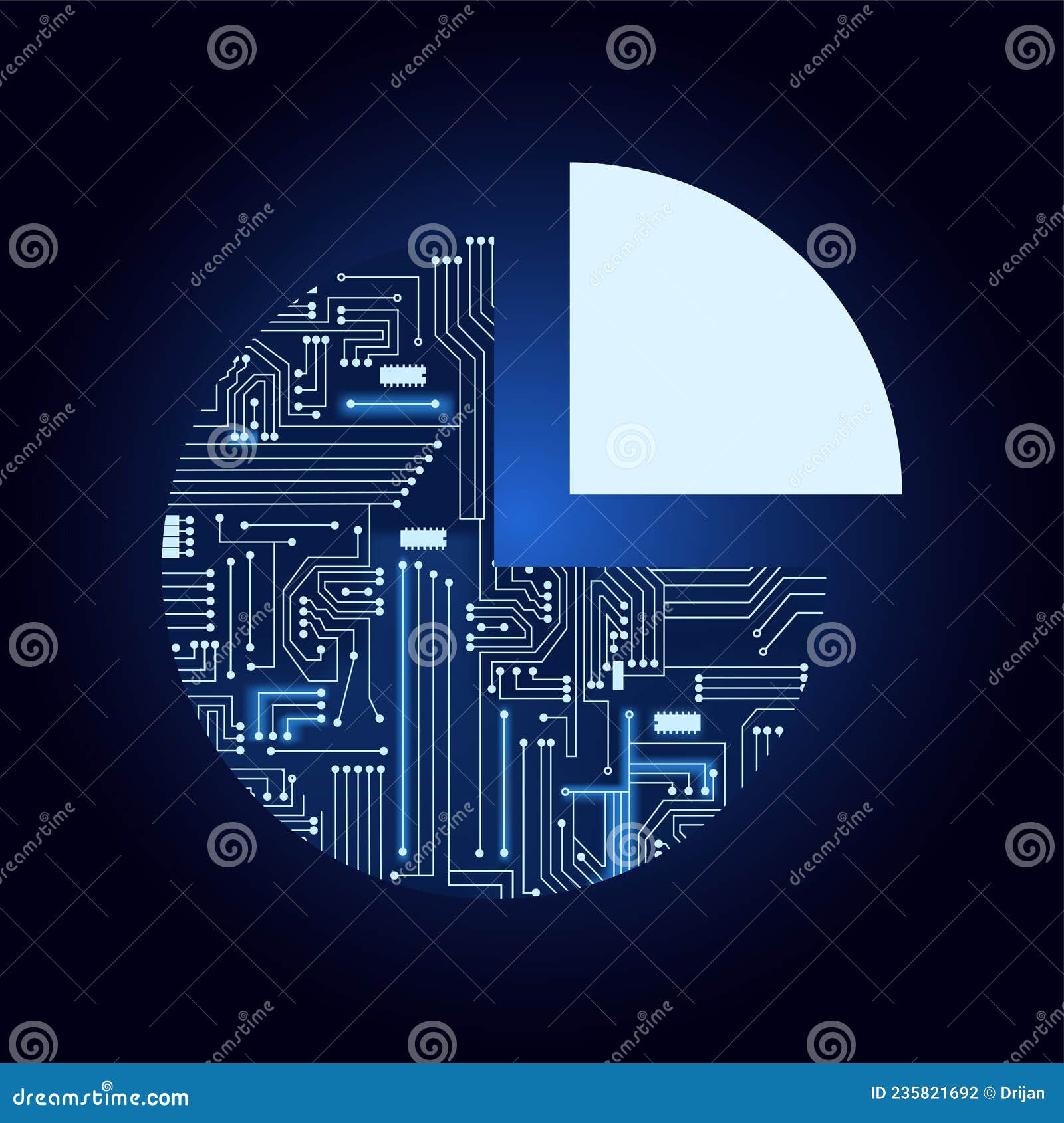 Pie Chart with by Electronic Circuit Stock Vector - Illustration of ...