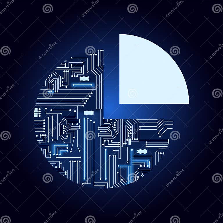 Pie Chart with by Electronic Circuit Stock Vector - Illustration of ...