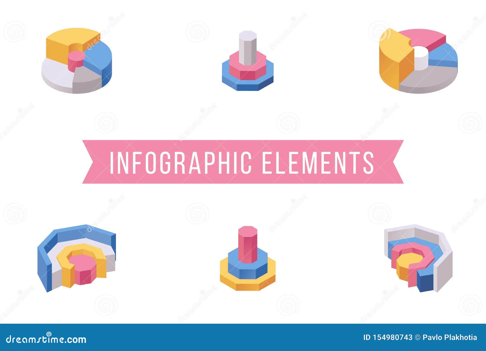 Pie Chart Elements Isometric Illustrations Set. Various Multi Level ... Pie Chart Elements Isometric Illustrations Set. Various Multi Level ...