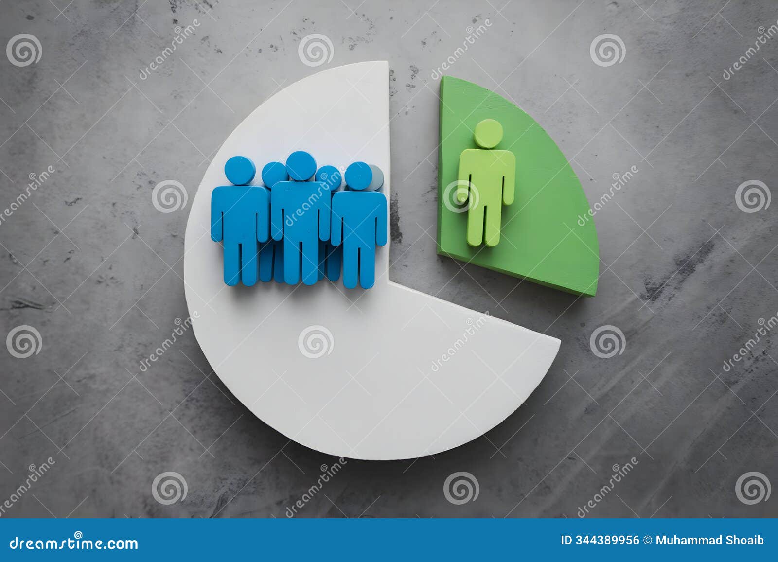 Pie Chart with Figures Symbolizes Division and Inclusion Against Gray ...