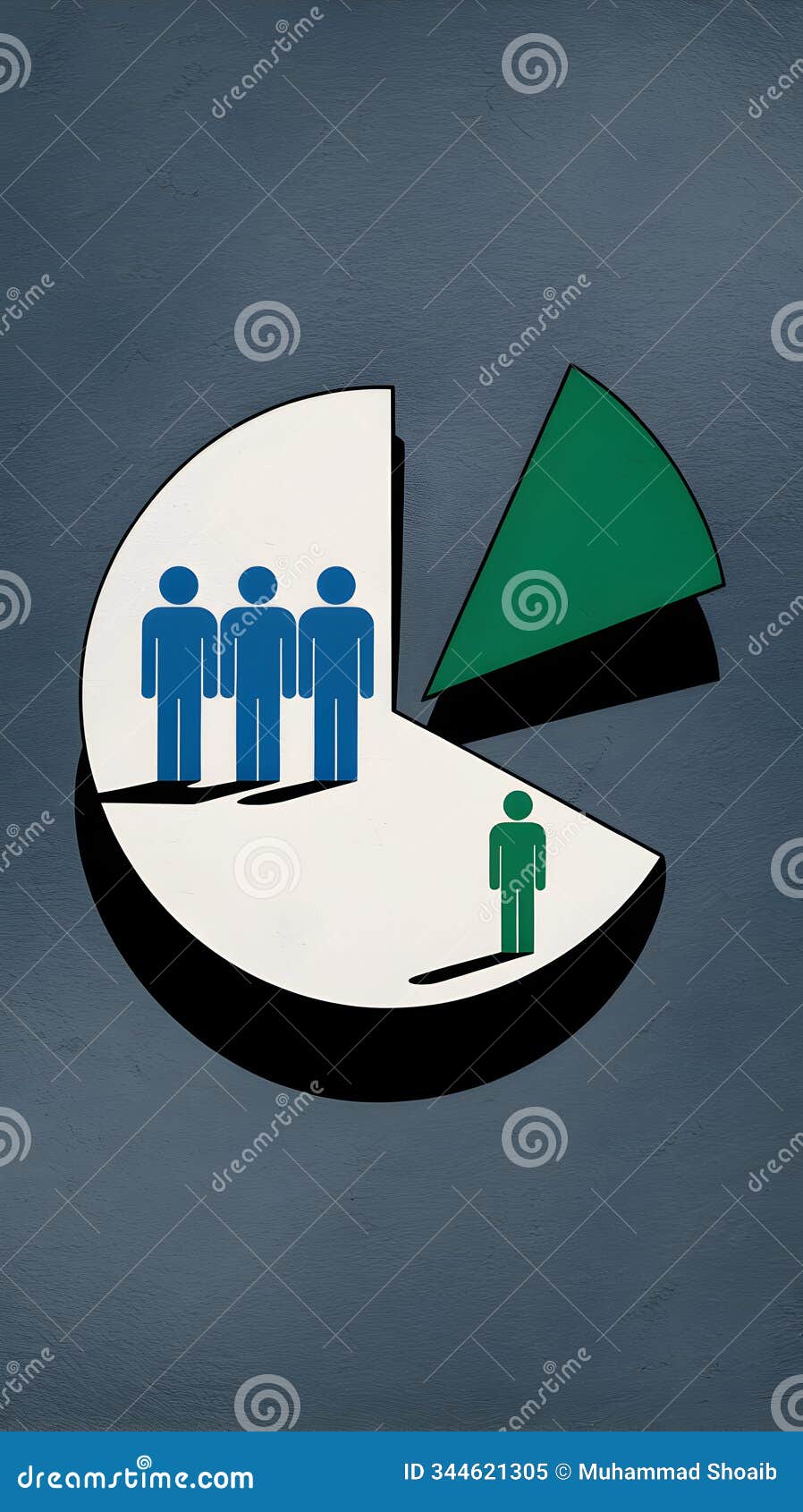 Pie Chart with Figures Symbolizes Division and Inclusion Against Gray ...
