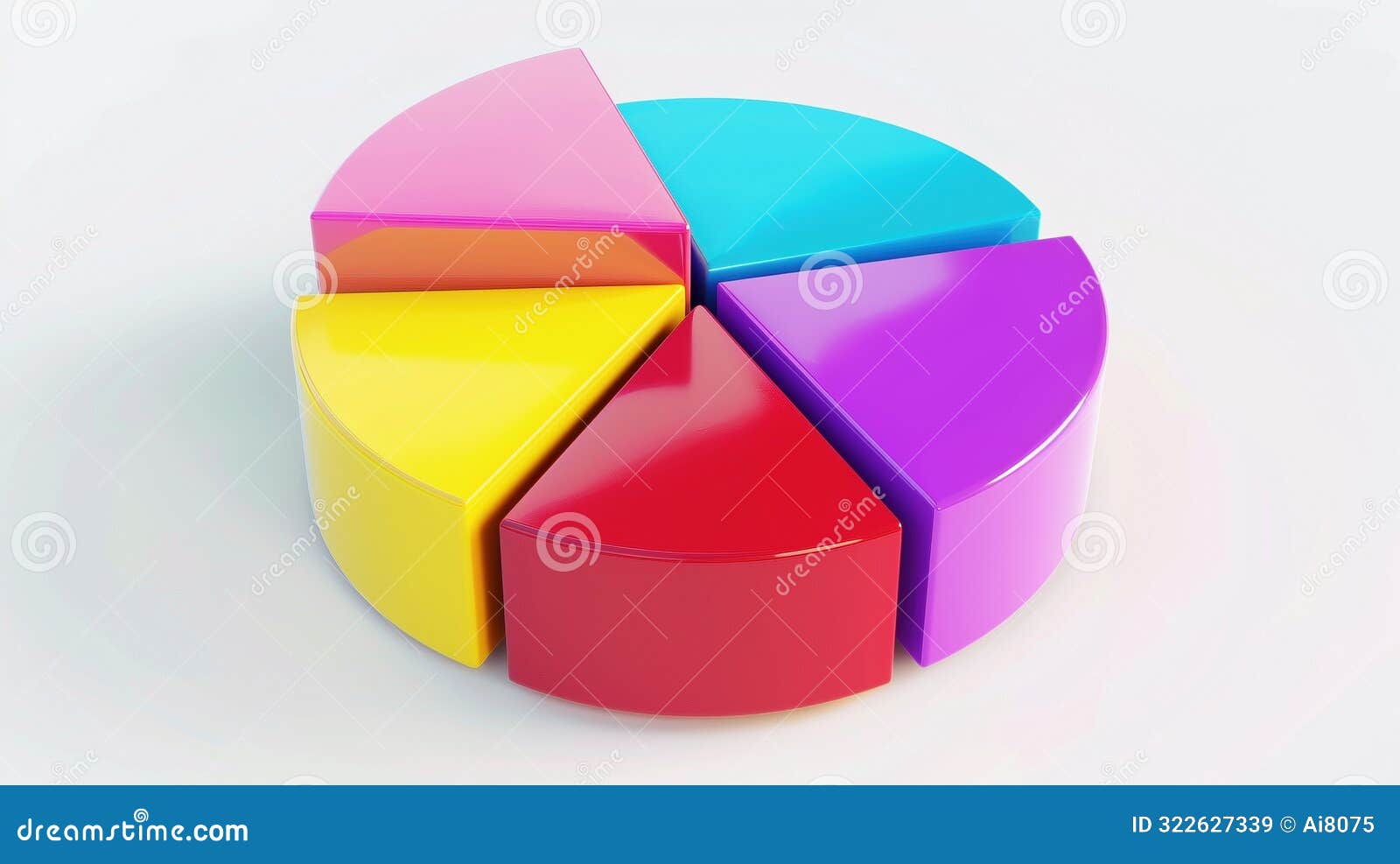 Pie Chart with Five Segments in Bright Shades 3d Rendering Image, Ai ...