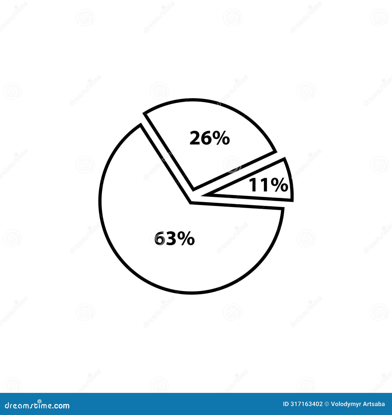 Pie Chart Flat Vector Icon stock vector. Illustration of black - 317163402