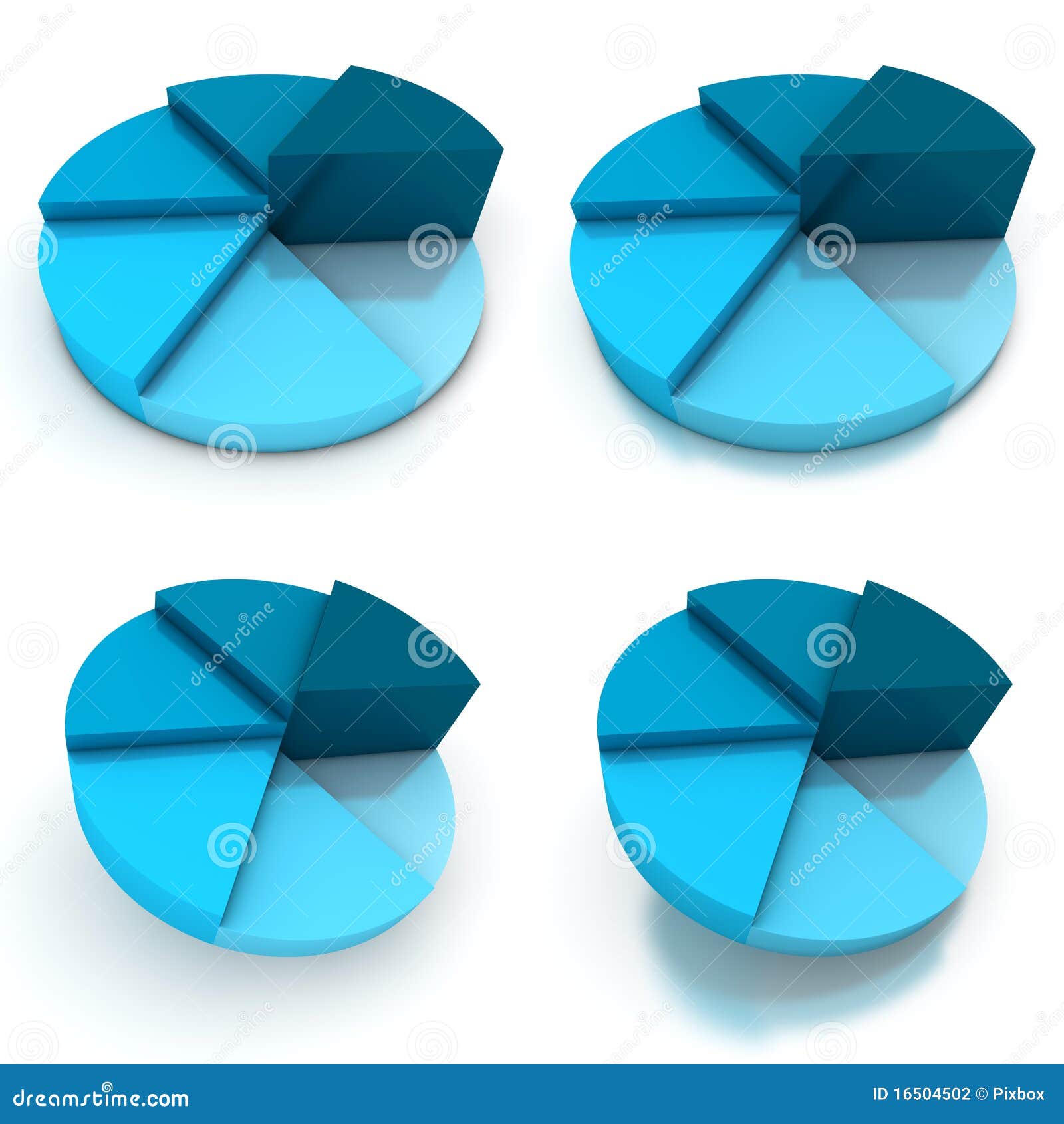 Pie Chart - Four Blue Views Stock Illustration - Illustration of blue ...