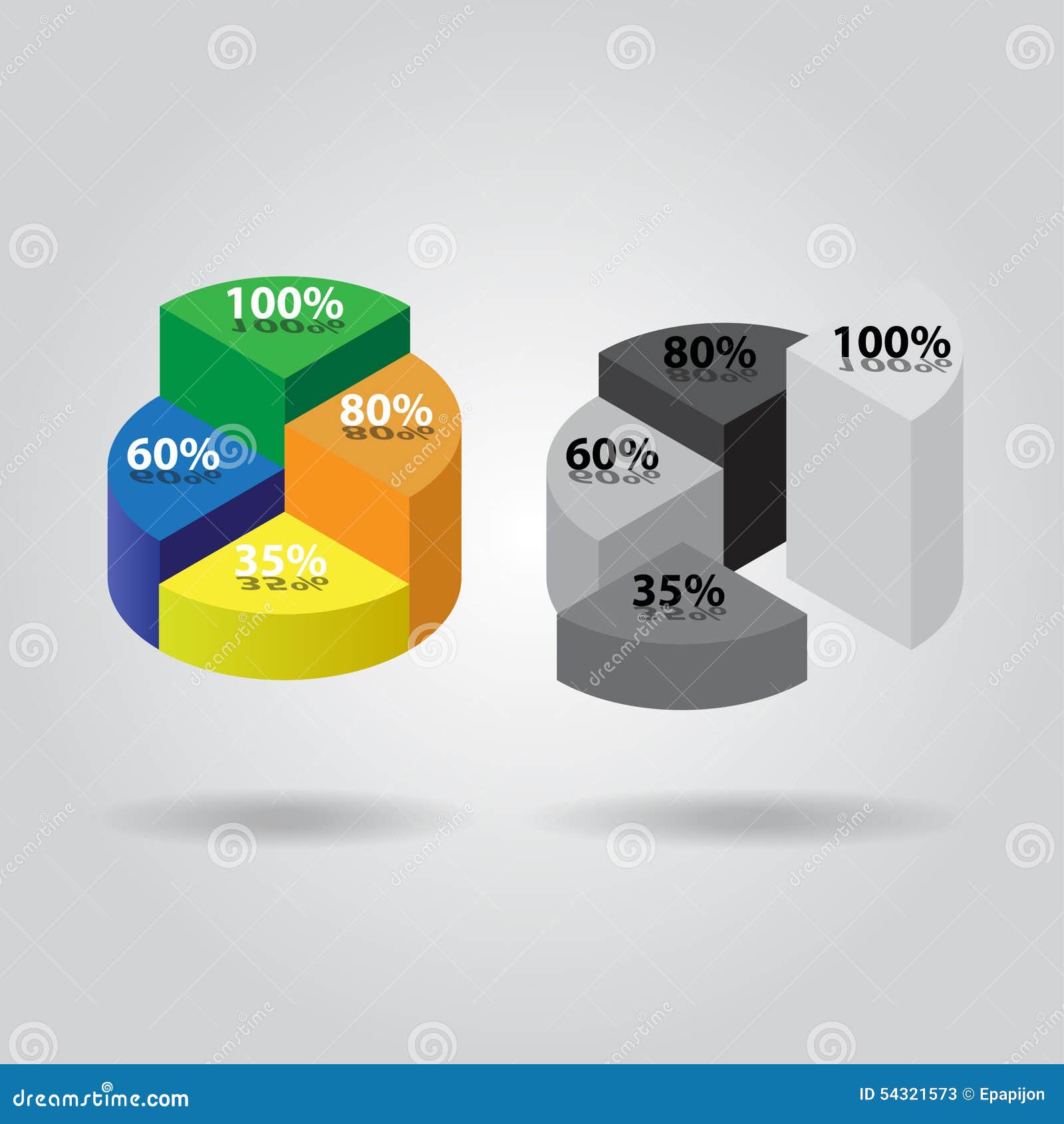 Pie Chart with Four Columns Stock Vector - Illustration of color ...