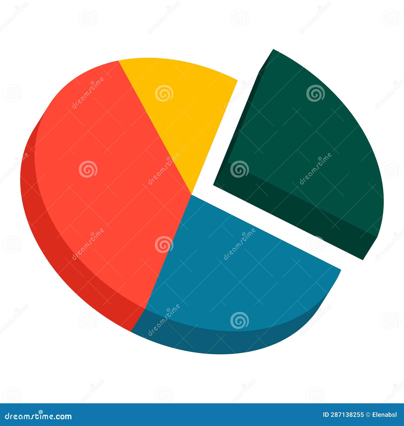 Pie Chart with Four Sections Isolated Stock Illustration - Illustration ...