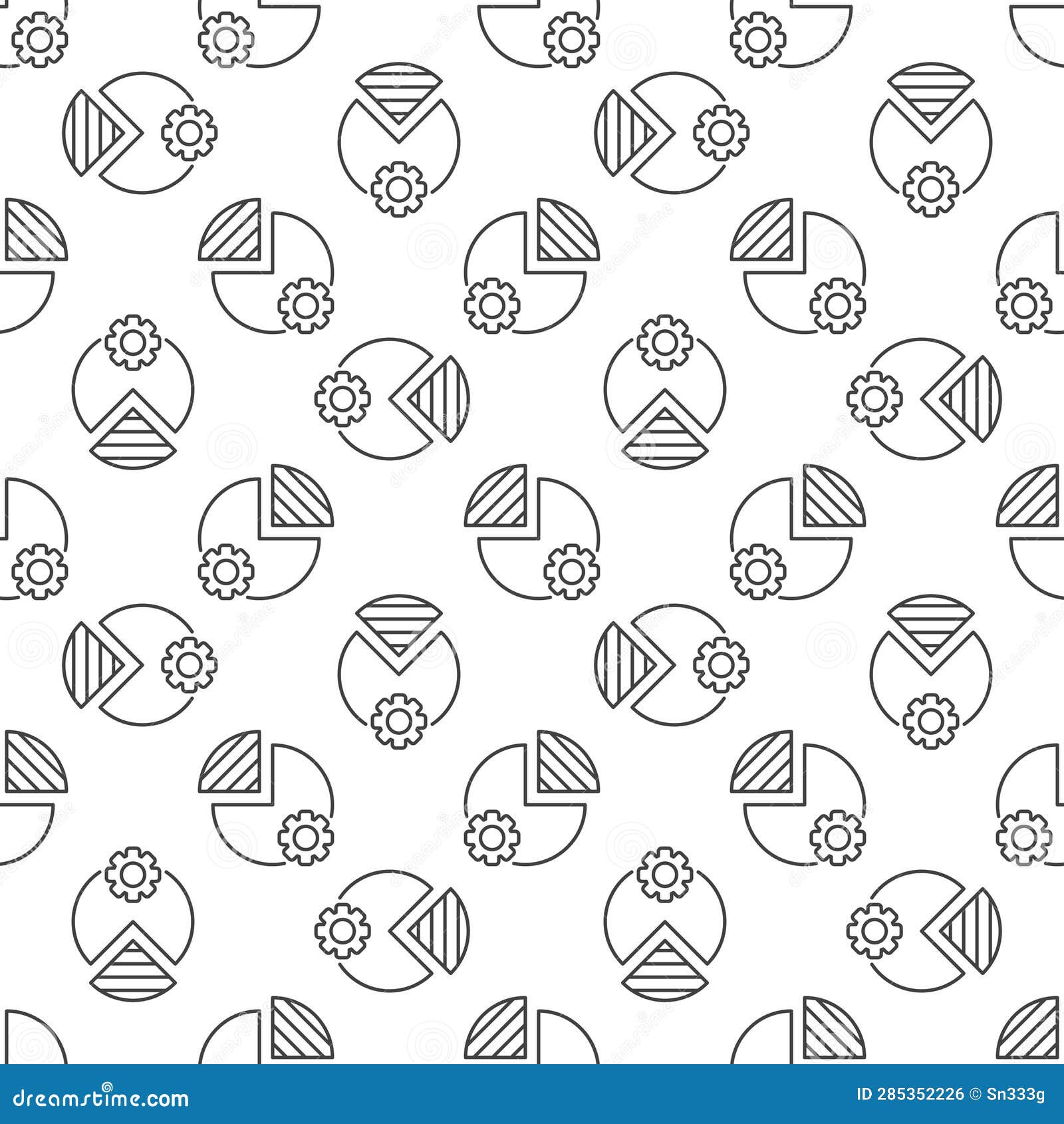 Pie Chart with Gear Vector STEM Concept Line Seamless Pattern Stock Vector - Illustration of ...