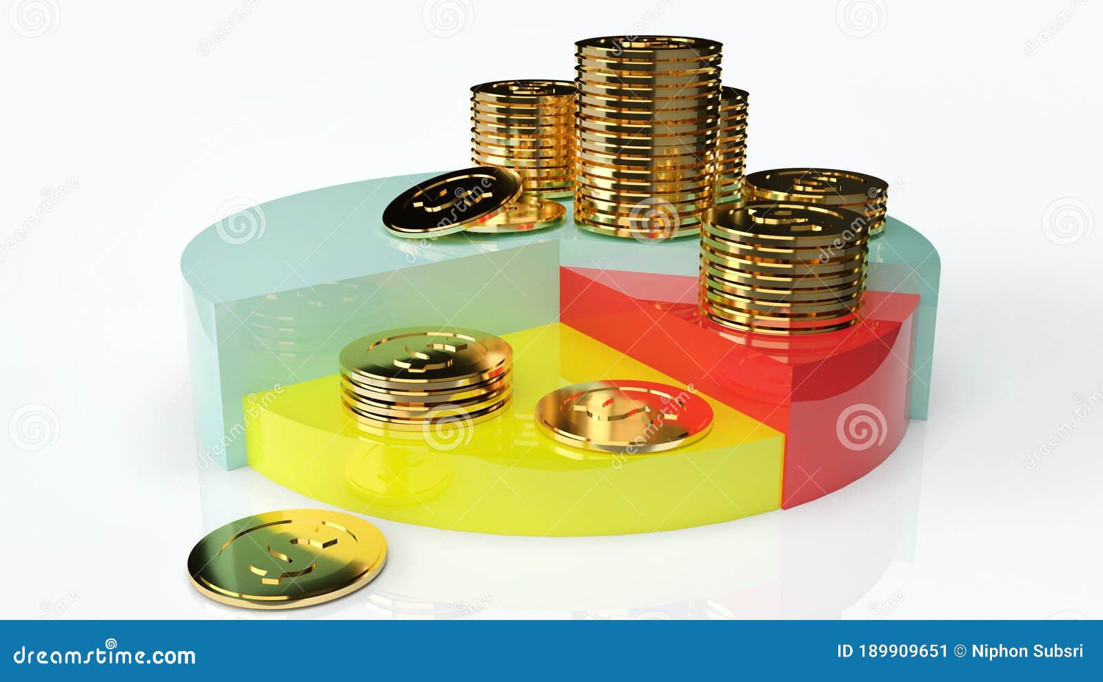 Pie Chart and Gold Coins for Business Content 3d Rendering Stock ...
