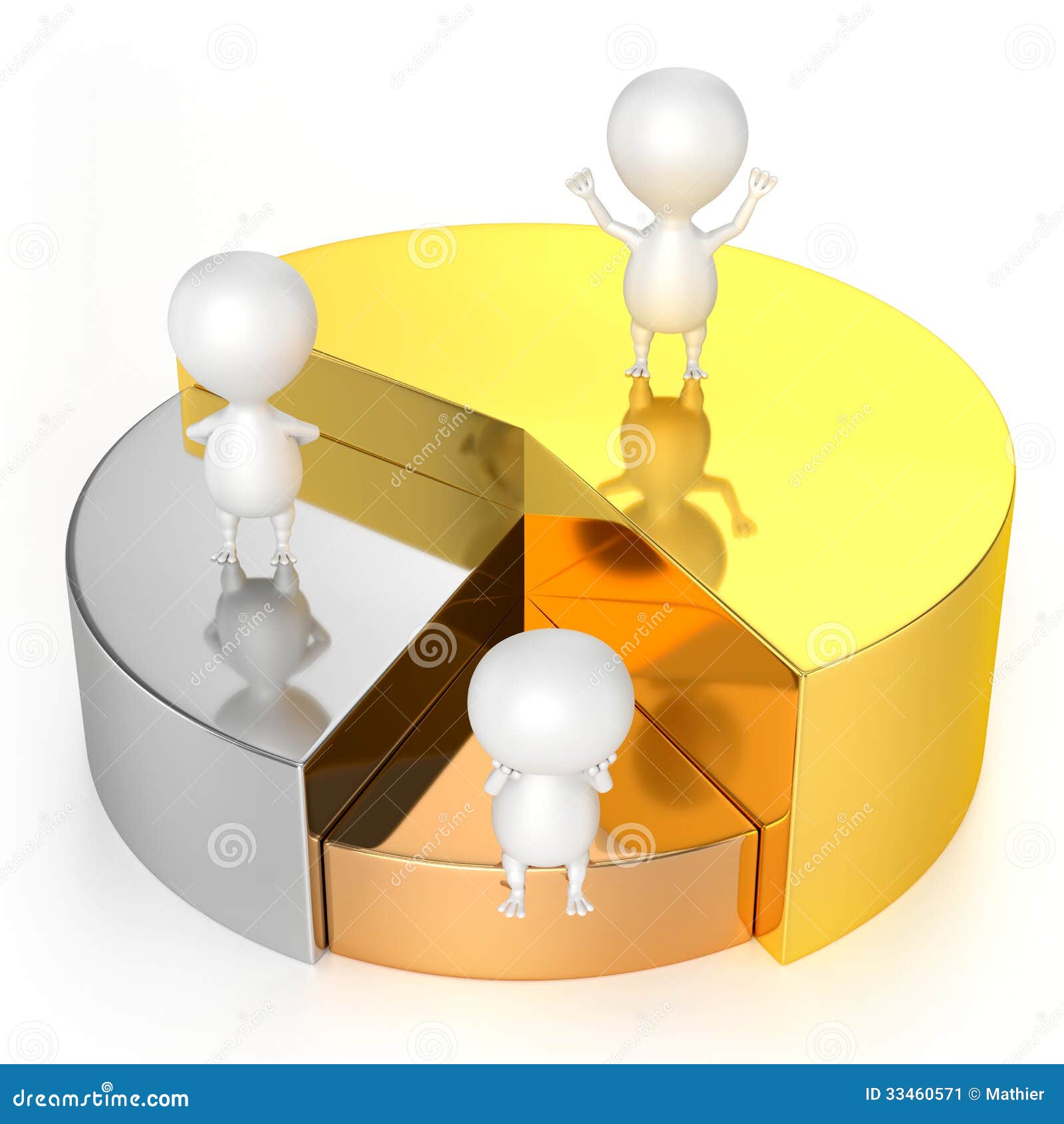 Pie Chart And 3d Characters Representing Statistics Report Stock Image ...