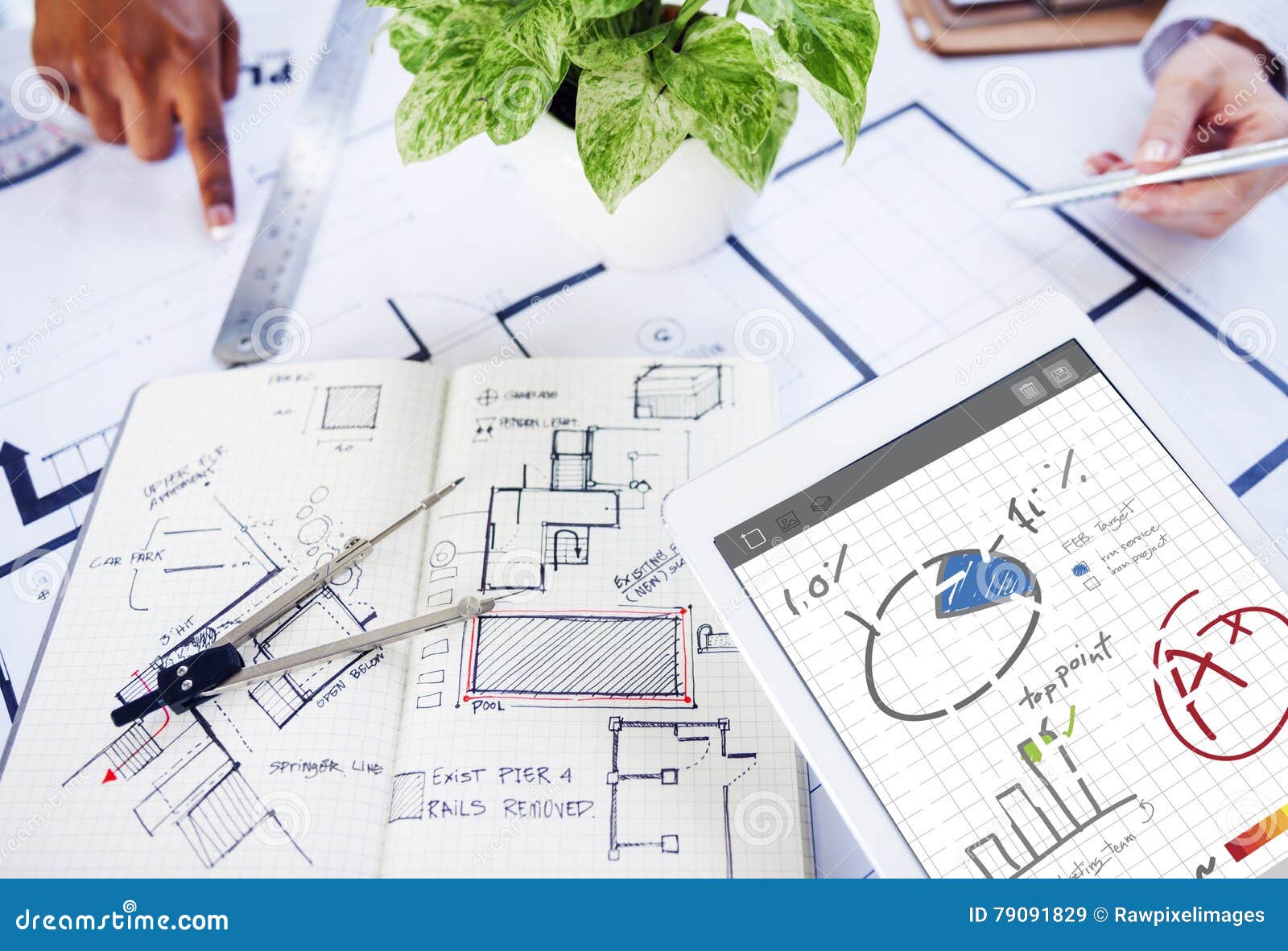 Pie Chart Graph Analysing Data Concept Stock Image - Image of market ...