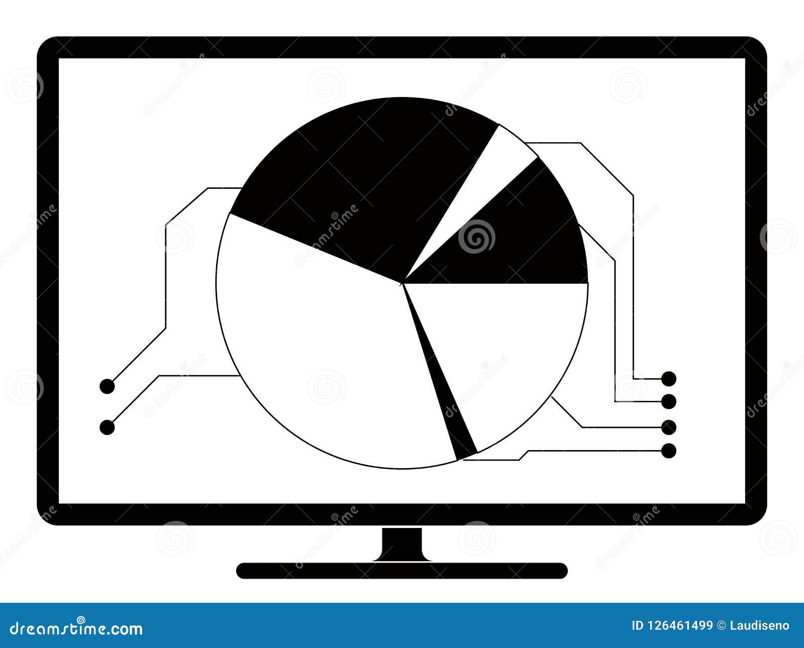 Pie Chart Graph on a Computer Screen Stock Vector - Illustration of ...