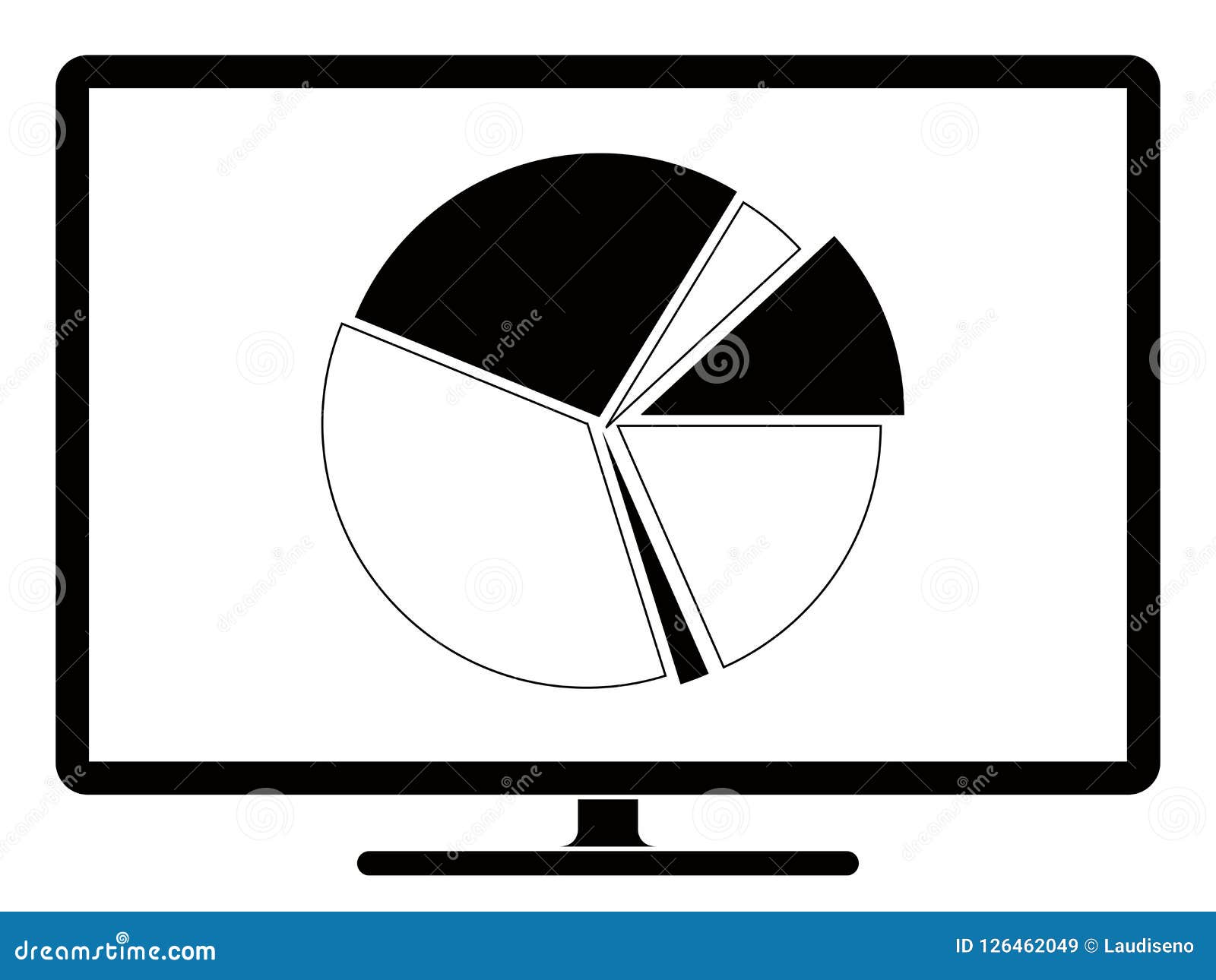Pie Chart Graph on a Computer Screen Stock Vector - Illustration of ...