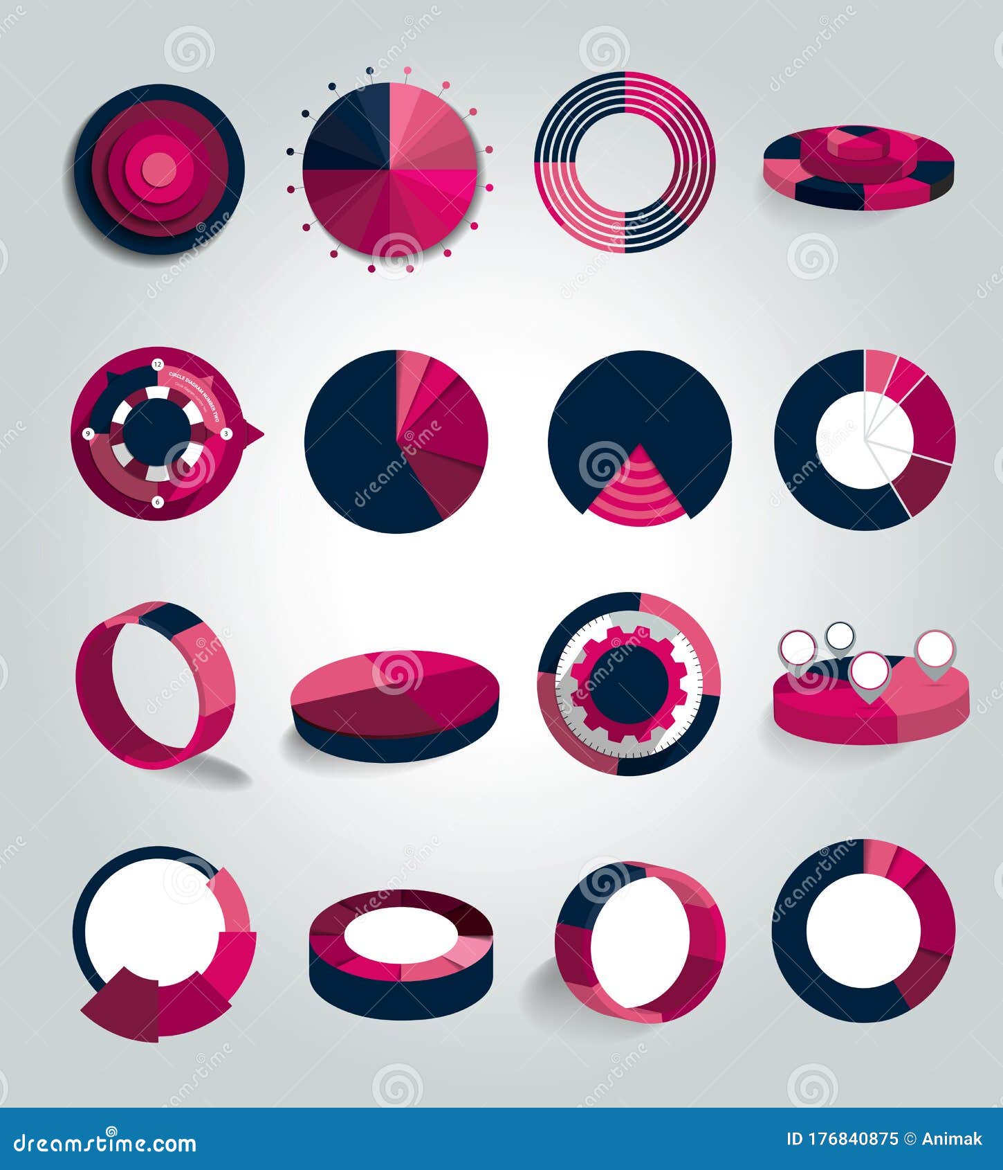 Pie Chart, Graph Design. Simply Color Editable. Infographics Elements ...
