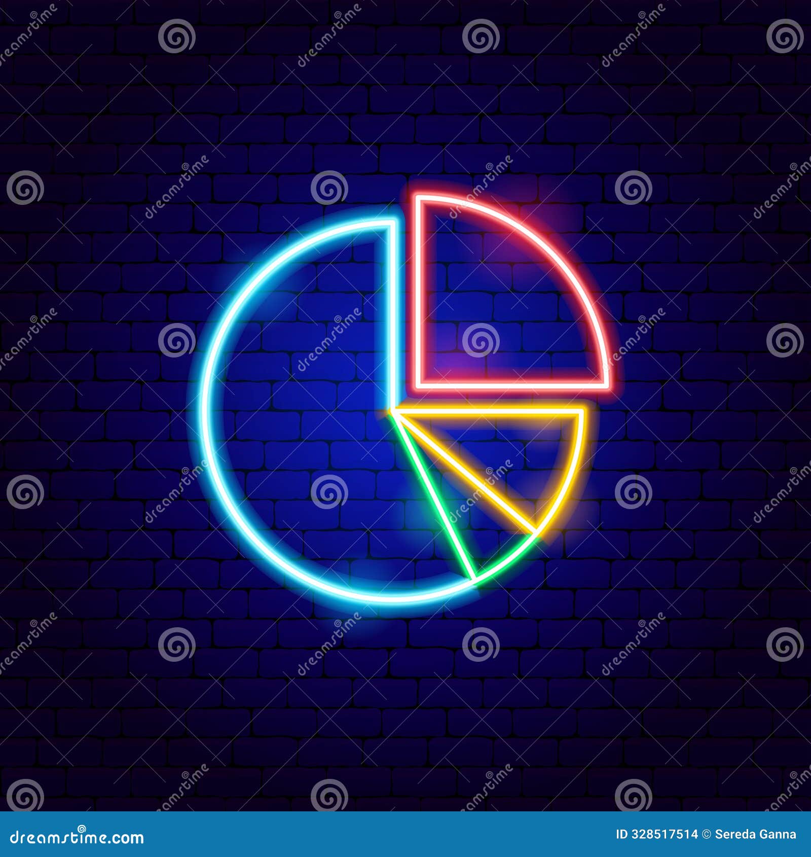 Pie Chart Graph Neon Sign stock vector. Illustration of object - 328517514