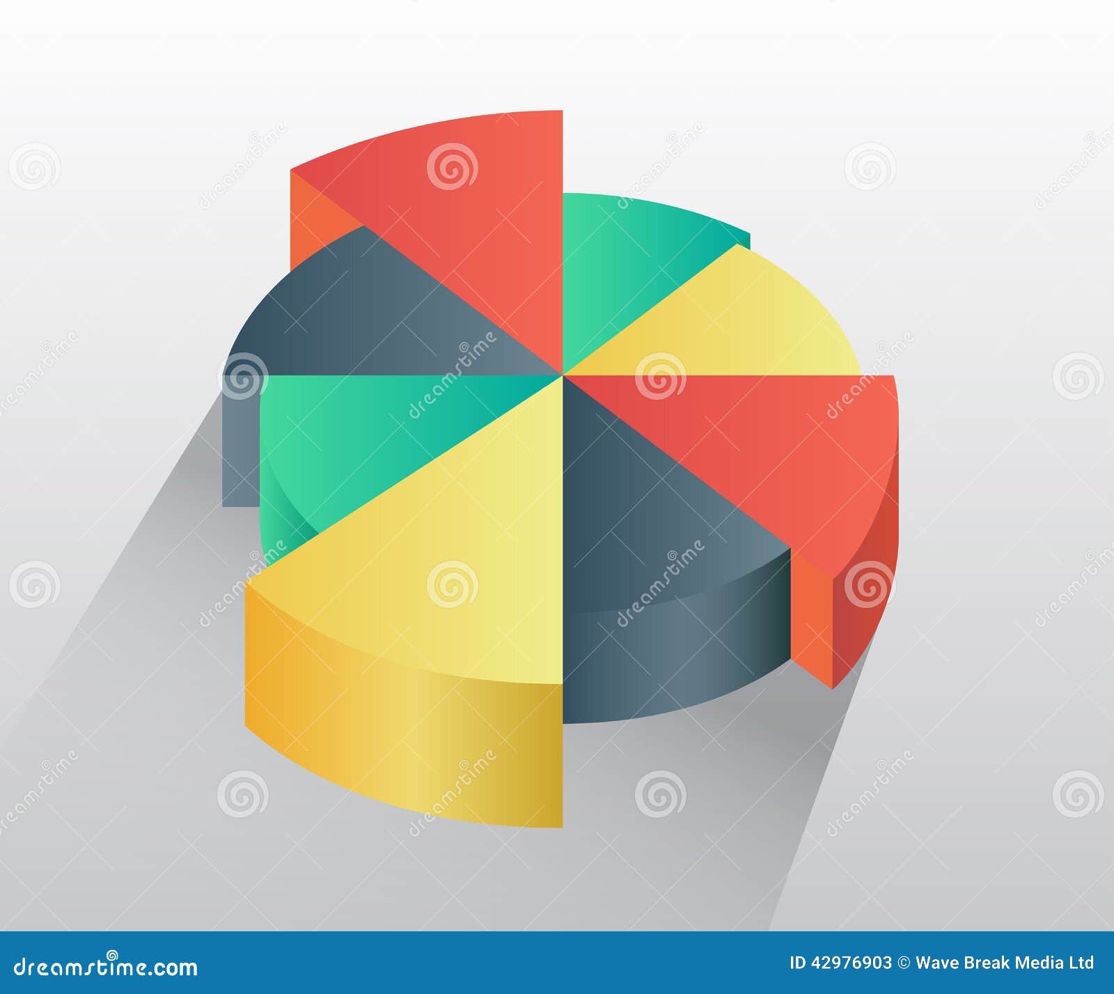 Pie Chart Graphic in Green Grey Red and Yellow Stock Vector ...