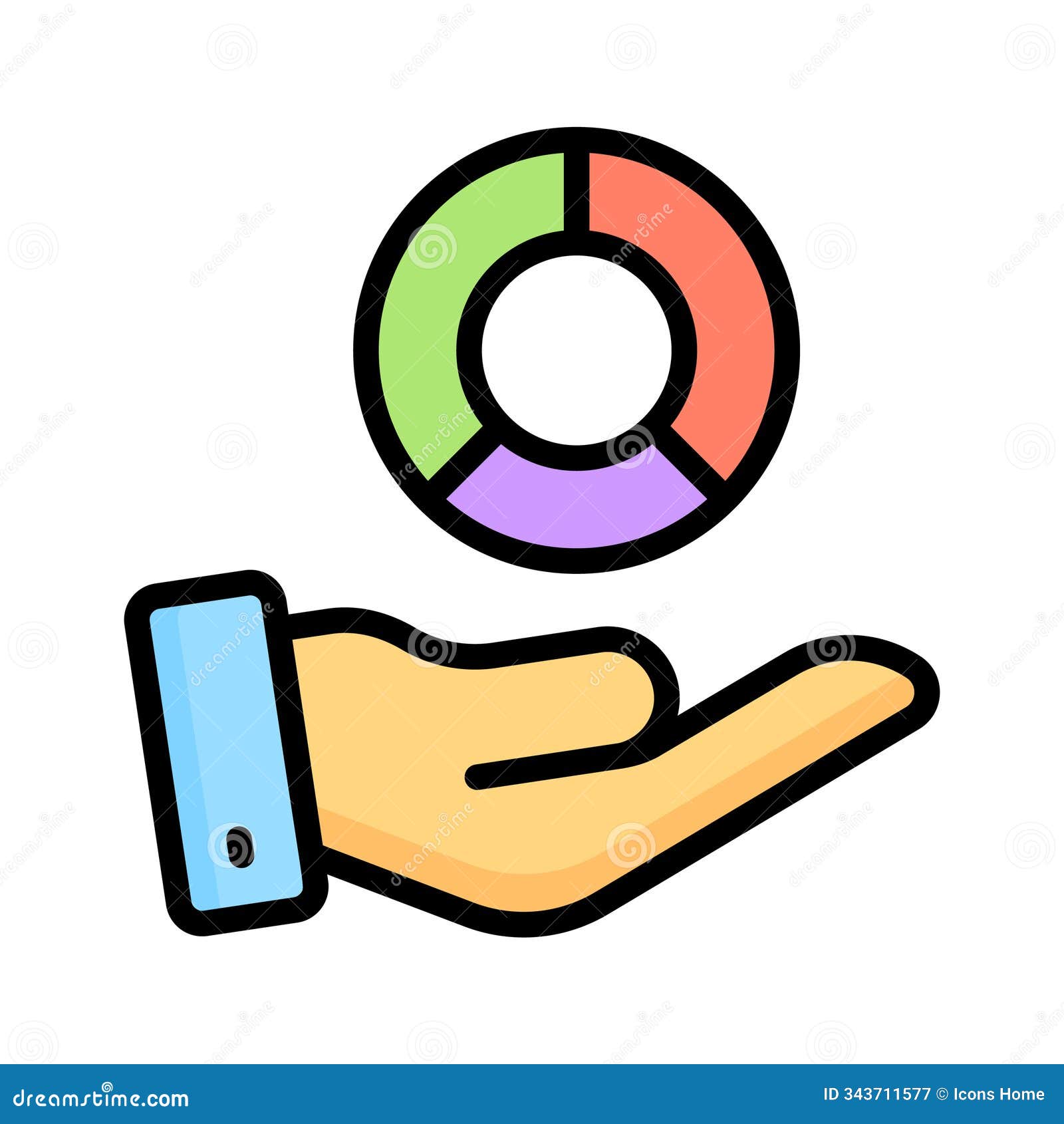 Pie Chart and Hand, Representing Data Analysis and Insights Stock ...