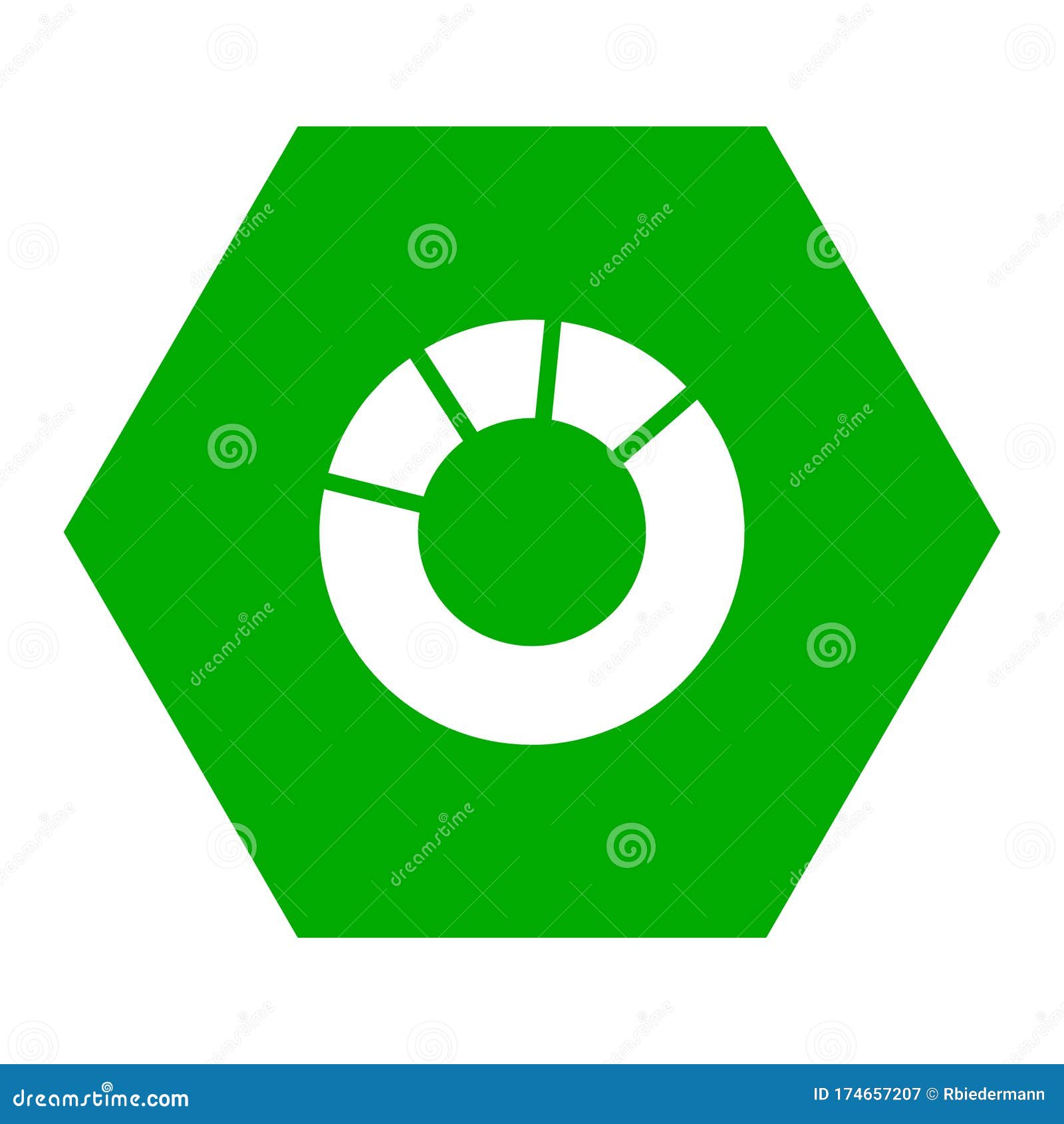 Pie chart and hexagon stock vector. Illustration of polygon - 174657207