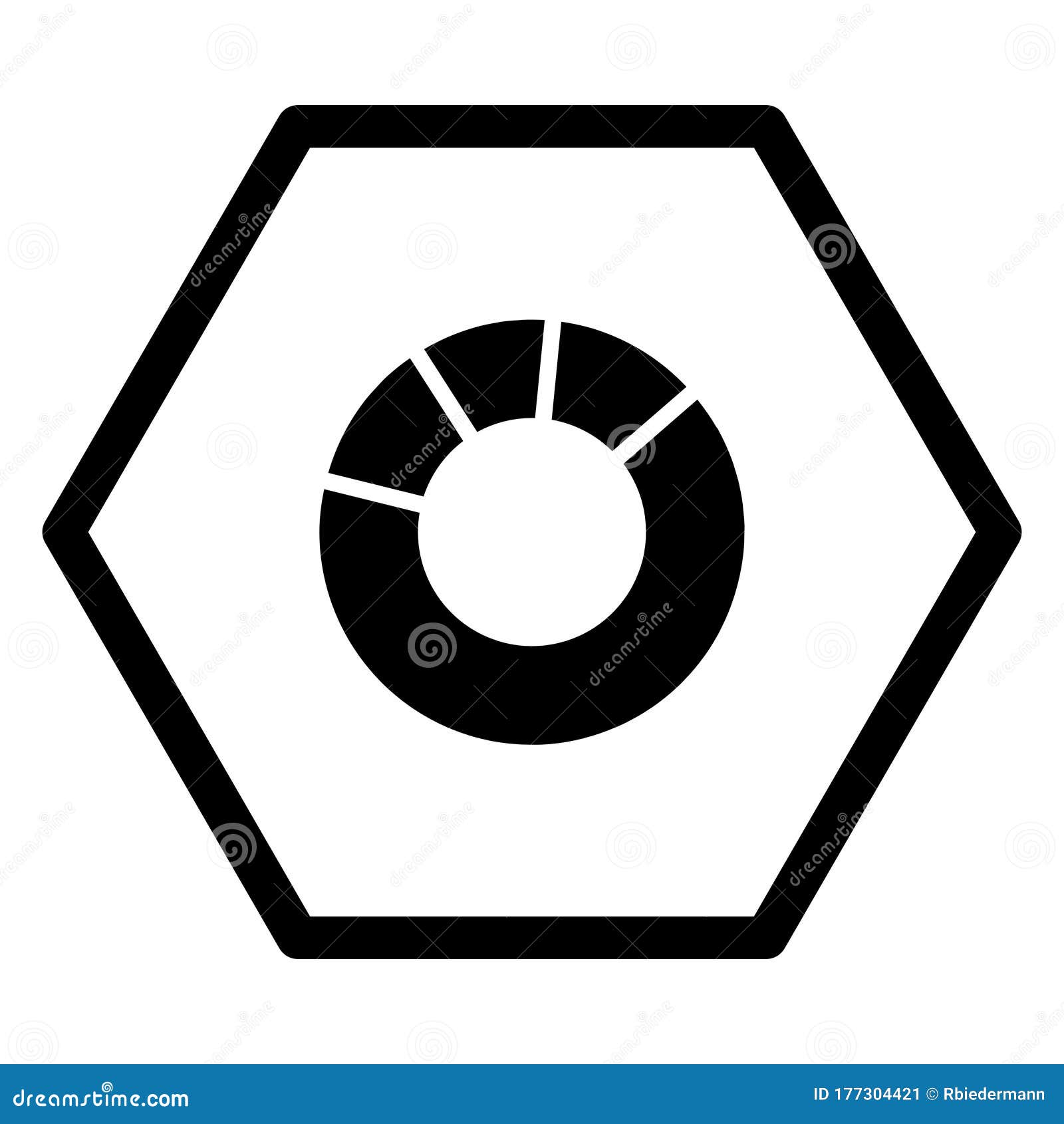 Pie chart and hexagon stock vector. Illustration of piechart - 177304421