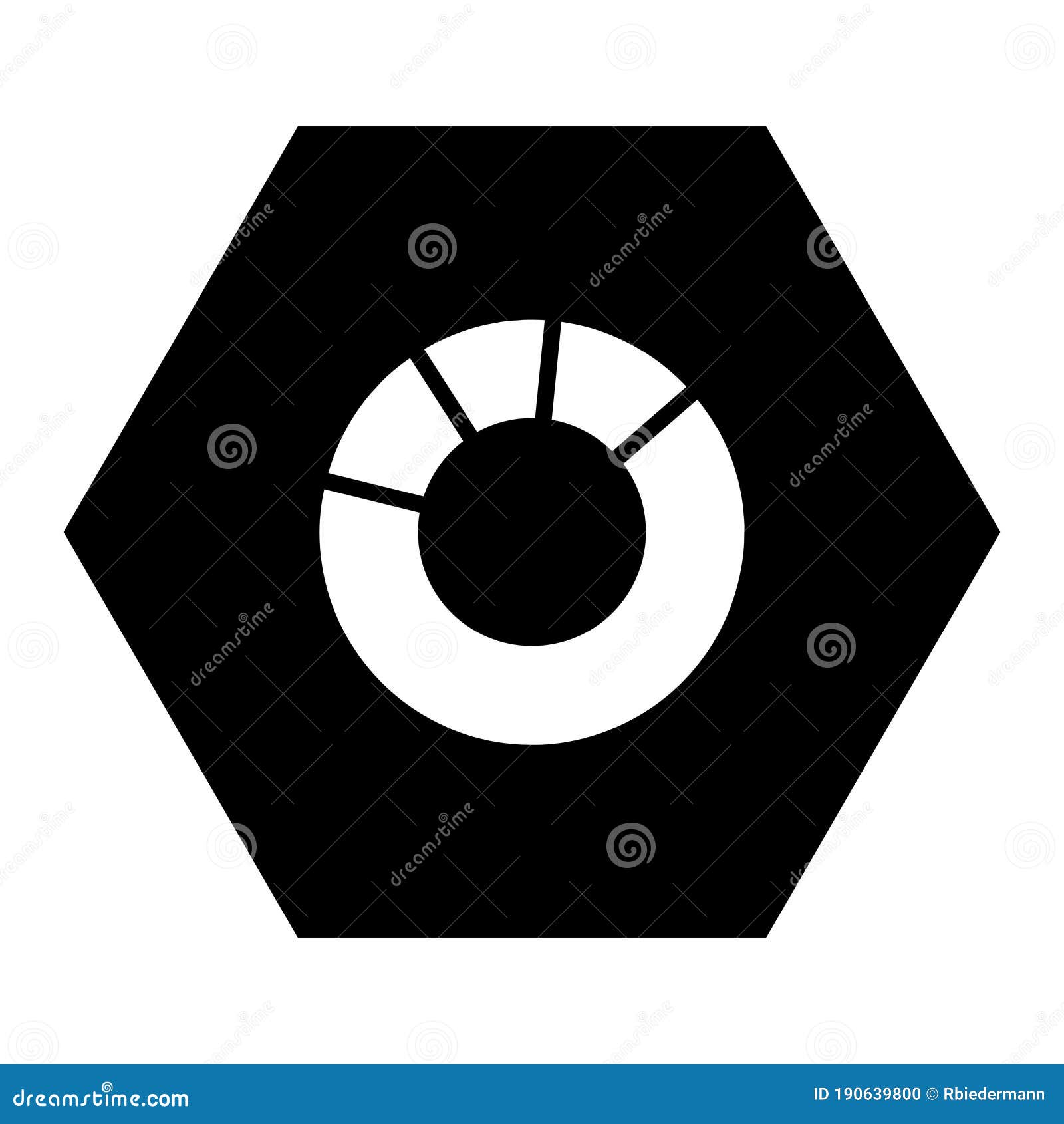 Pie chart and hexagon stock vector. Illustration of graphic - 190639800